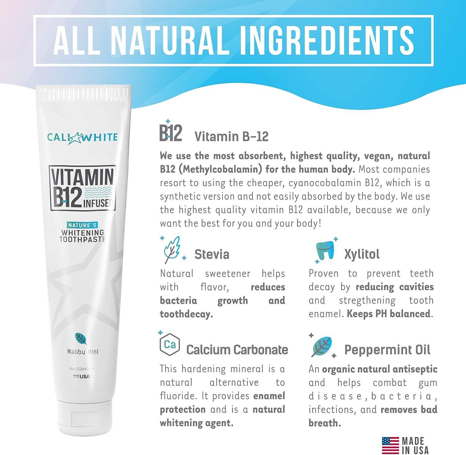 Cali White Fluoride-Free Whitening Toothpaste with Vitamin B12 - Vegan ...