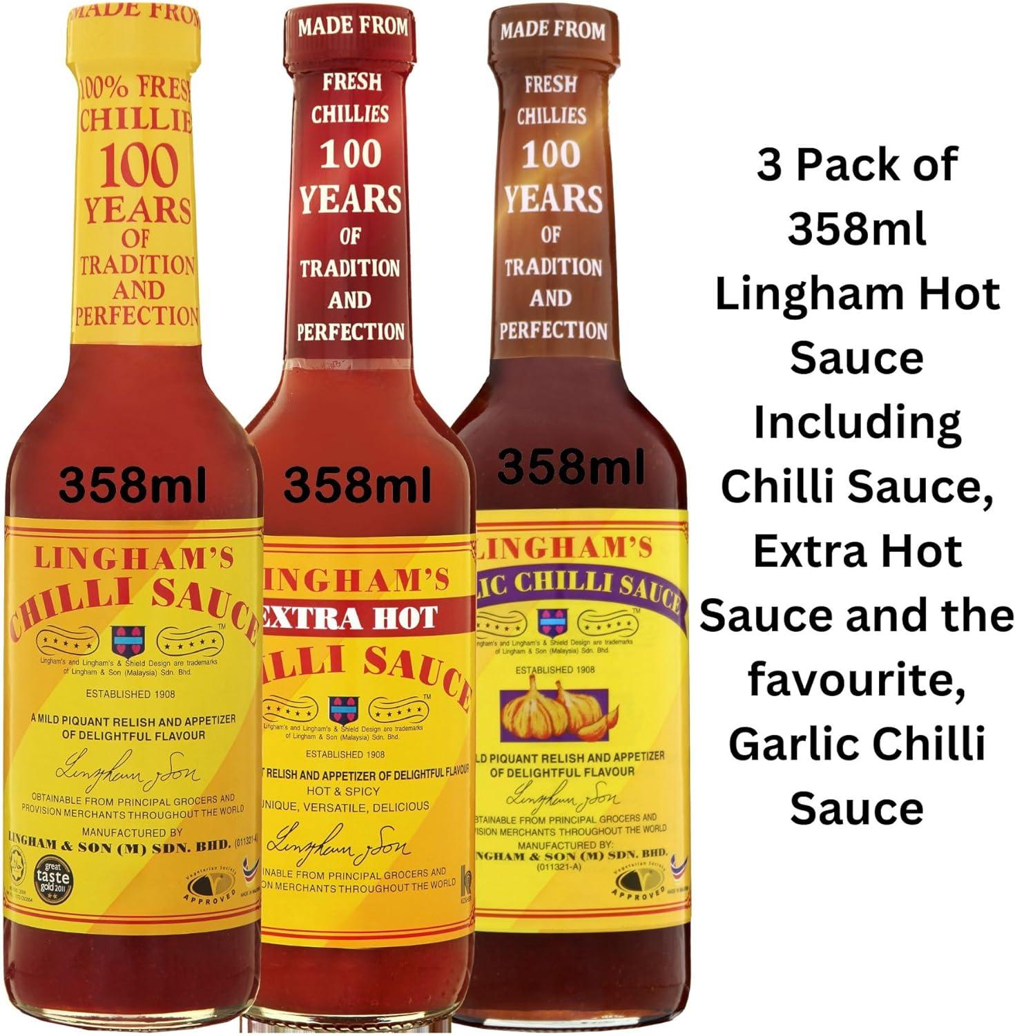 Chilli Extra Hot an Garlic Hot Sauce Bundle Containing 3 x 358ml ...