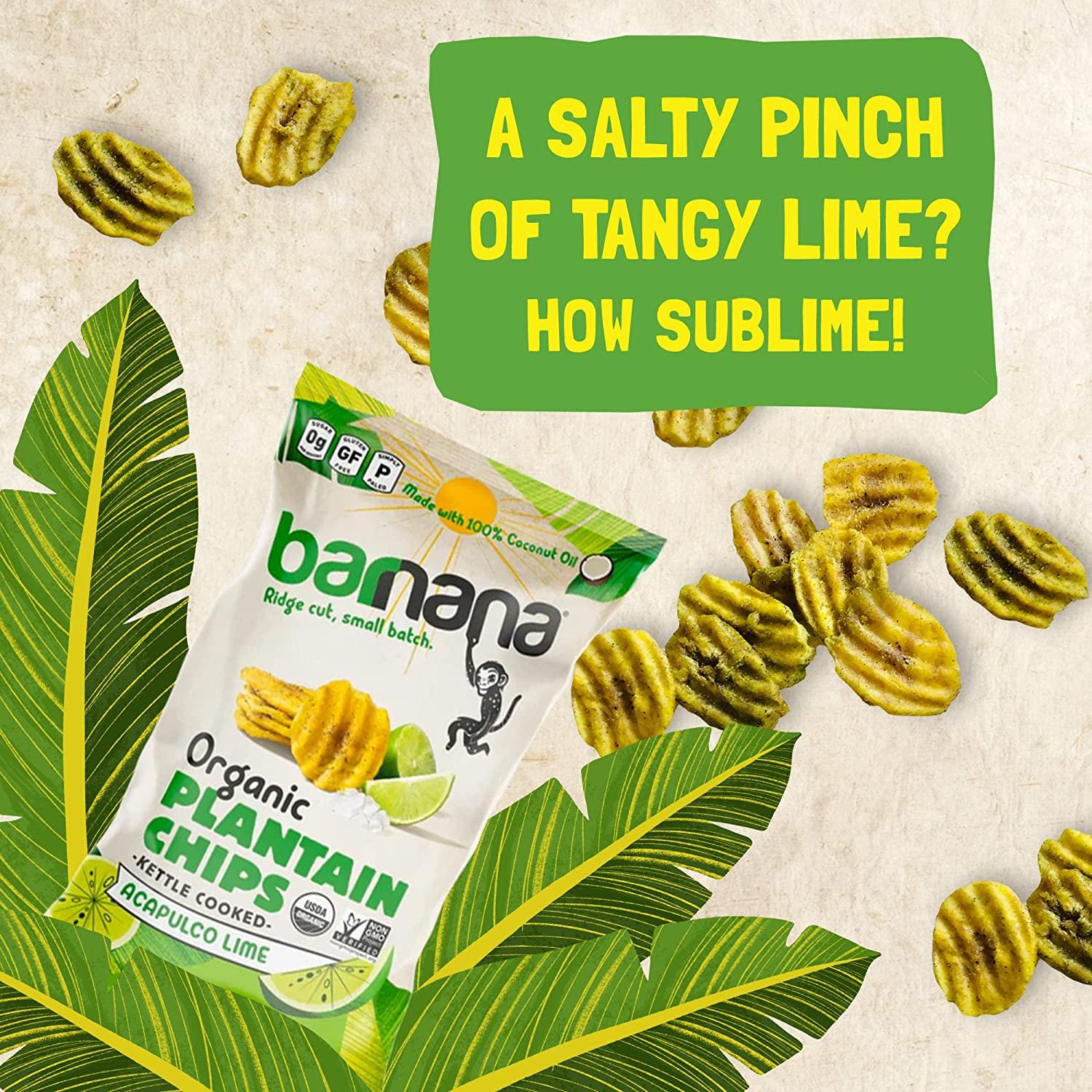 Barnana Organic Plantain Chips - Acapulco Lime 5oz (3 Pack) - Salty ...