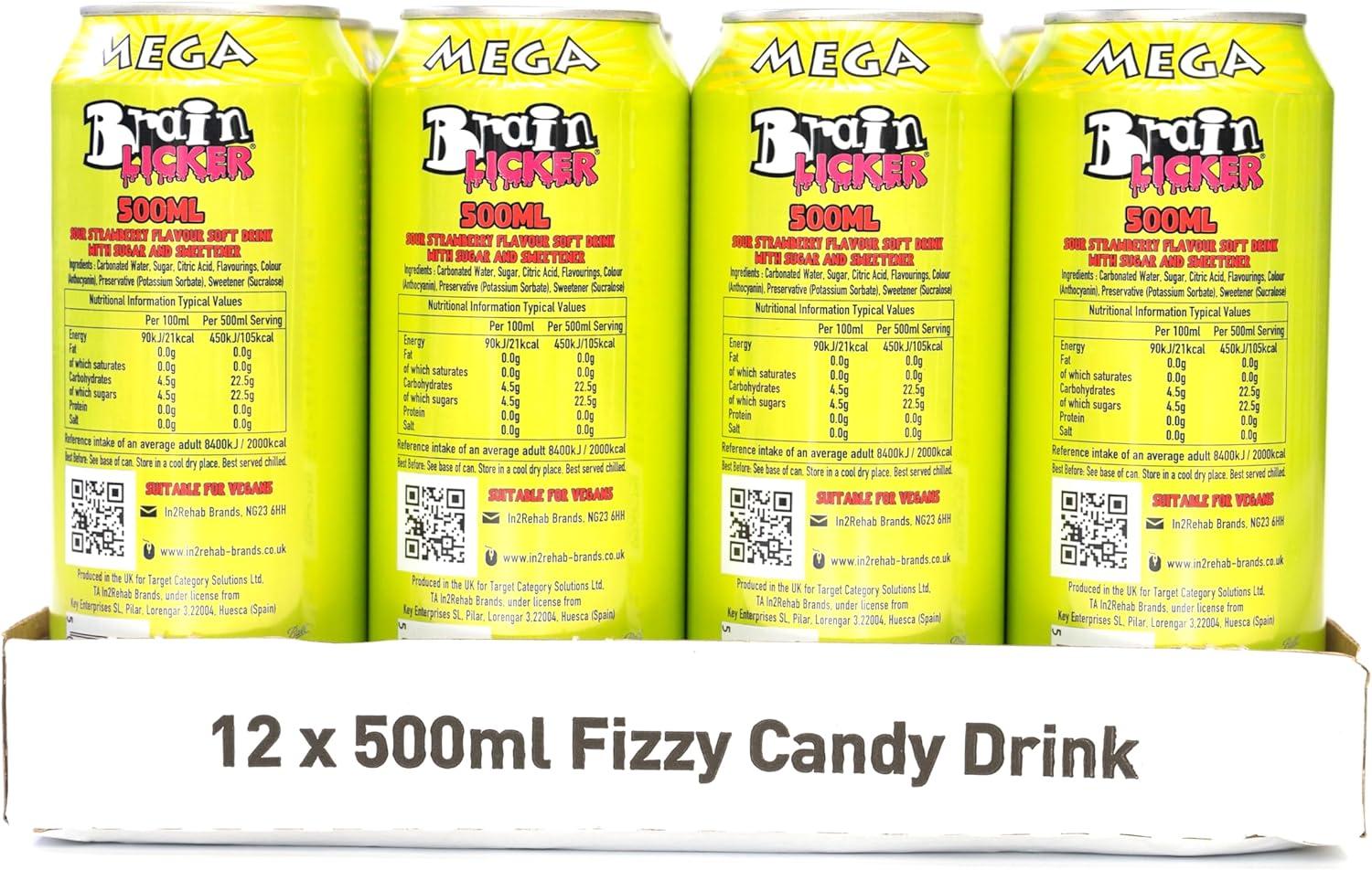 Mega Brain Licker Sour Strawberry Candy Drink American Style Soda 500ml ...