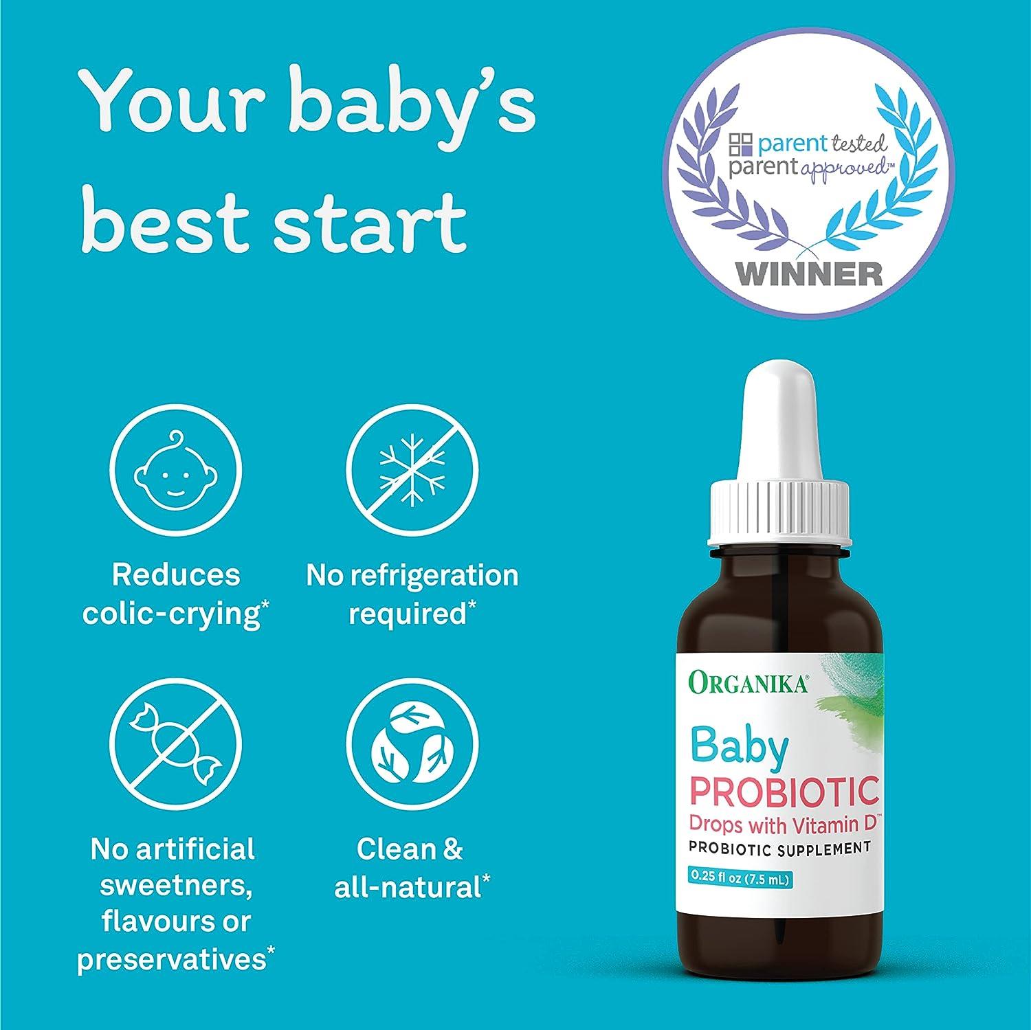 Organika Baby Probiotic Drops with Vitamin D | Soothe Colic, Reduce ...