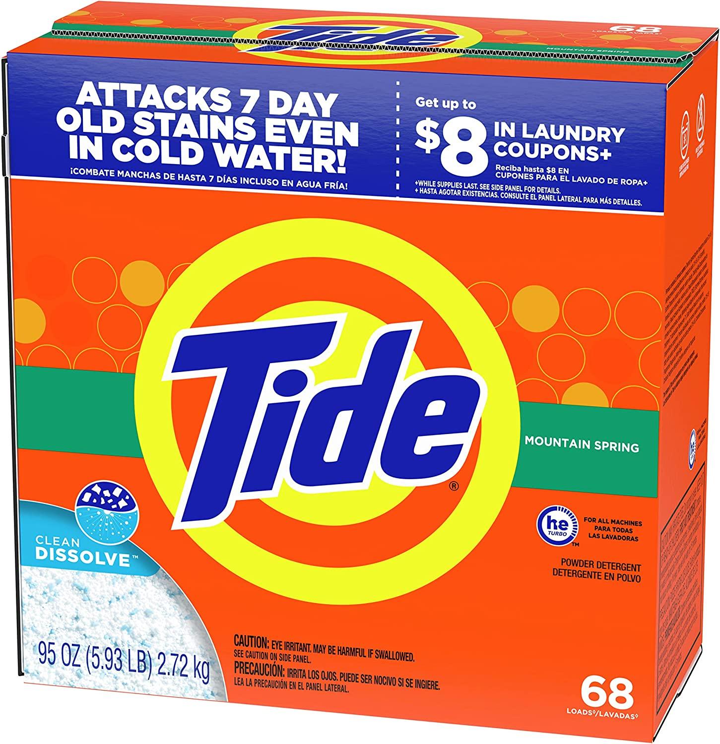Tide Powder Laundry Detergent Mountain Spring 68 loads 95 oz - 5.93 lb ...