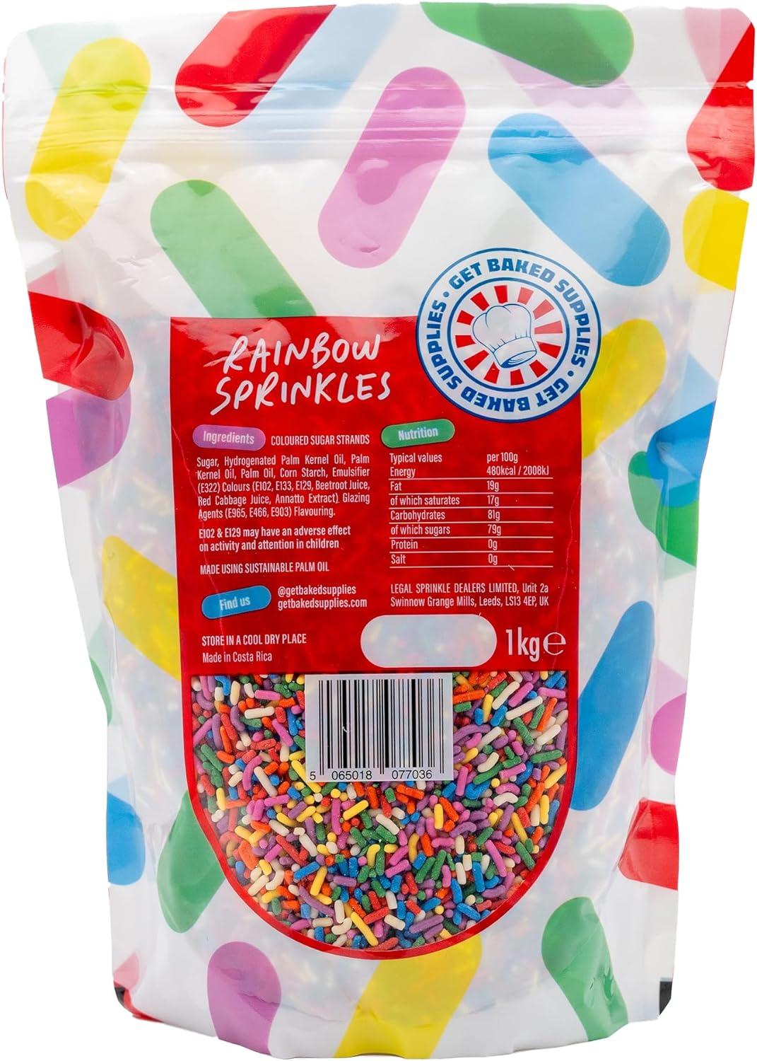 GET BAKED Rainbow Sprinkles | Genuine American Sprinkles | 1kg | Vegan ...