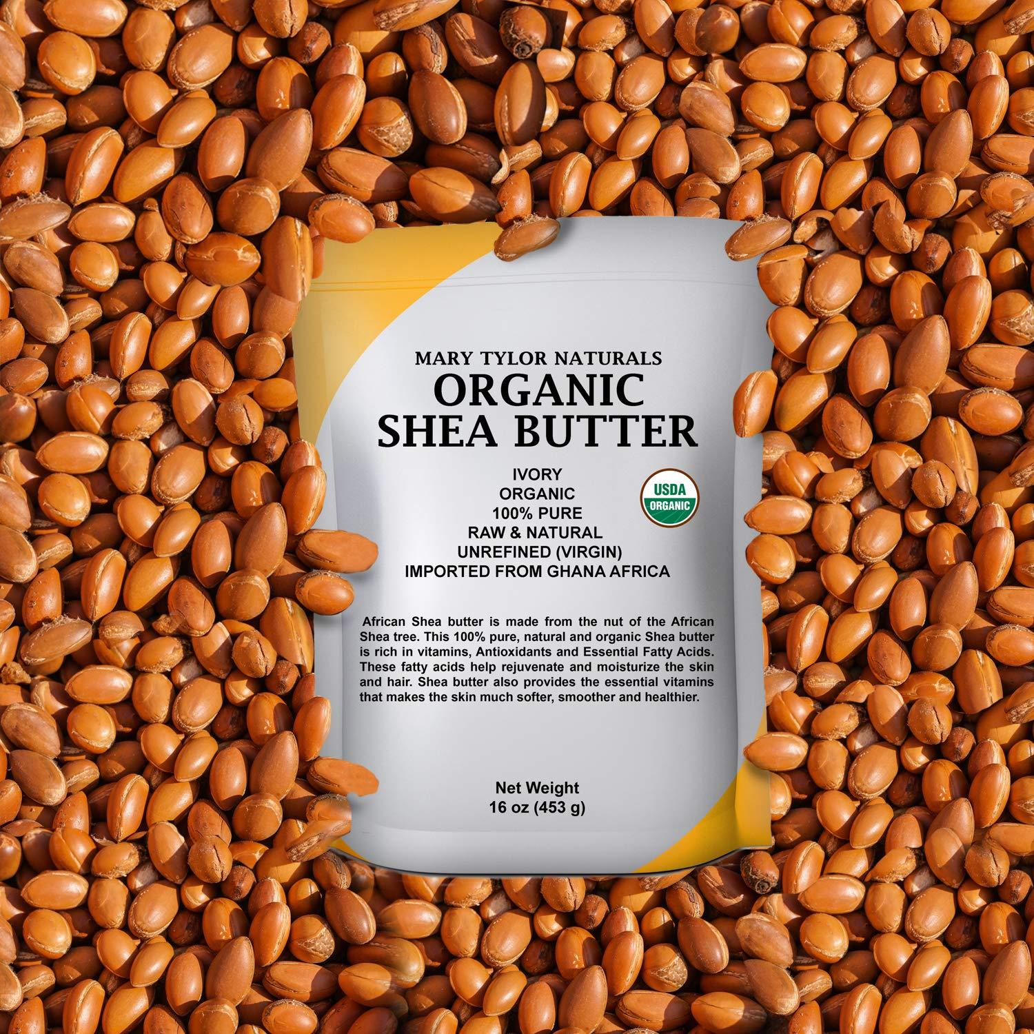 Mary Tylor Naturals Organic Shea Butter 1 lb - USDA Certified, Raw ...