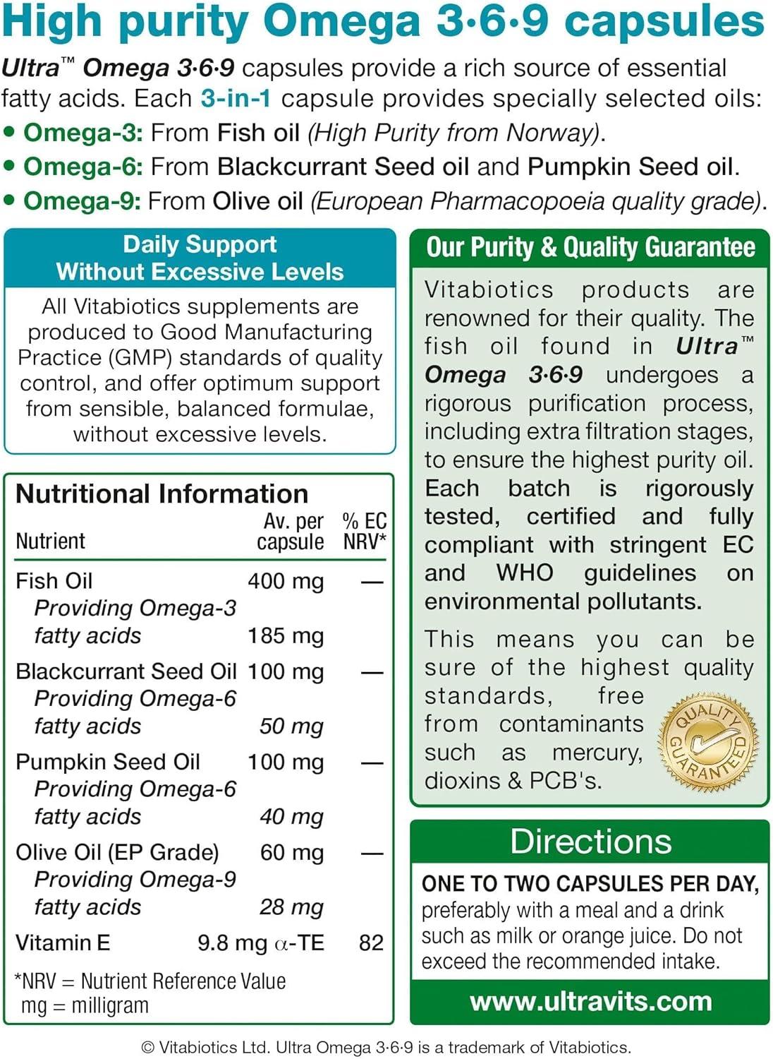 Vitabiotics Ultra Omega 3-6-9 Nutritional Supplements Capsules - 60 Count | Buy Now with Express ...