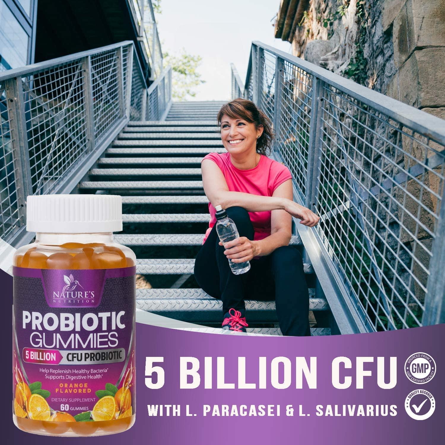 Nature's Nutrition Daily Probiotic Gummies - Extra Strength 5 Billion ...