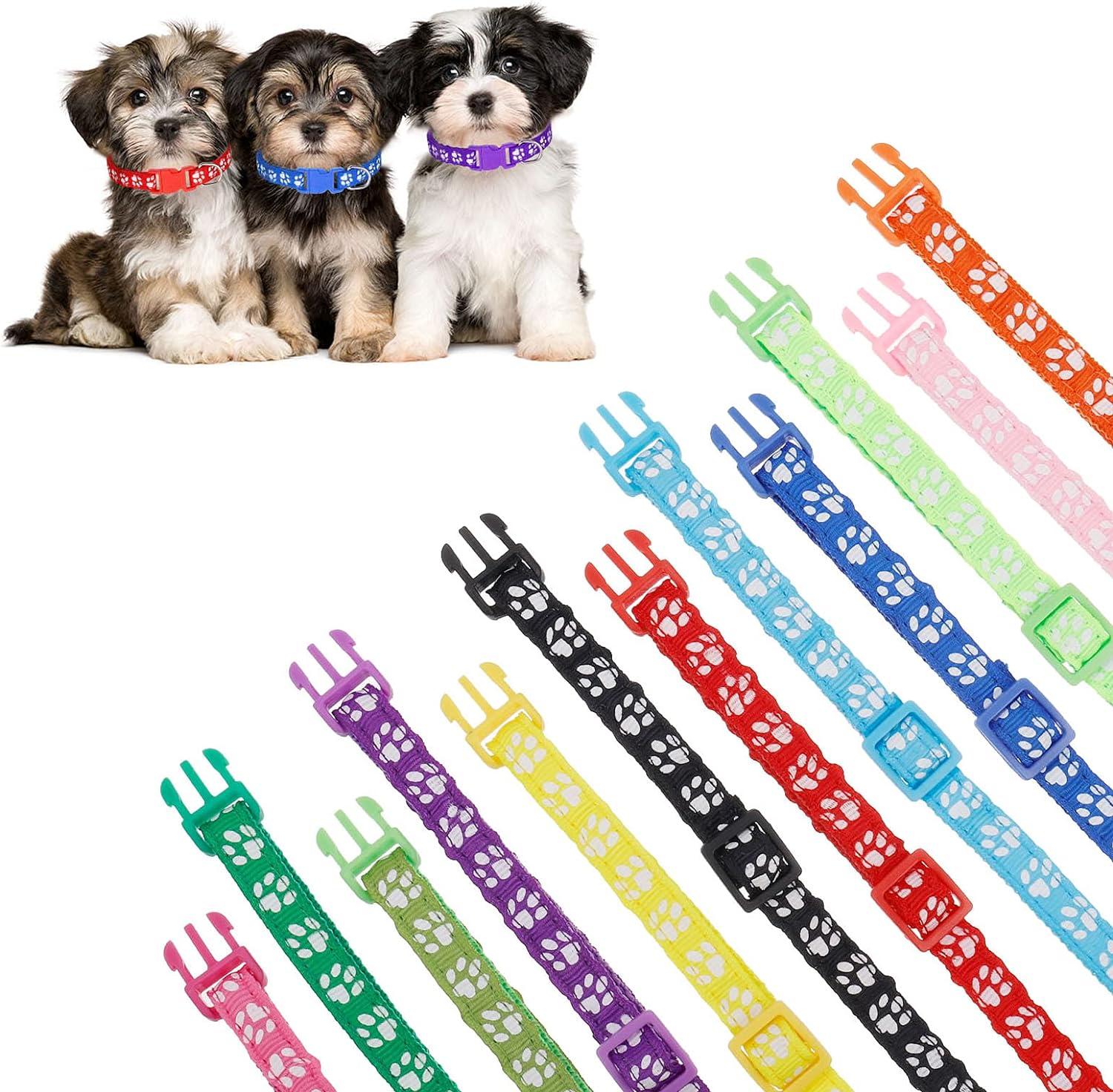 Heyu-Lotus 12-Pack Puppy Collars Paw Print Puppy Whelping Collars Quick ...