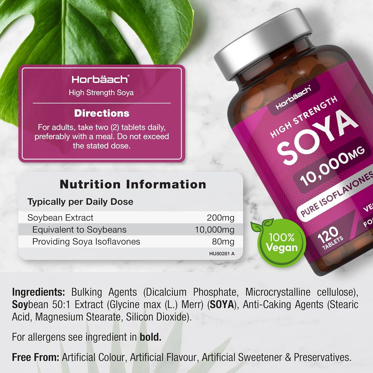 SOYA Isoflavones 10 000mg | 120 Vegan Tablets | High Strength SOYA Bean ...