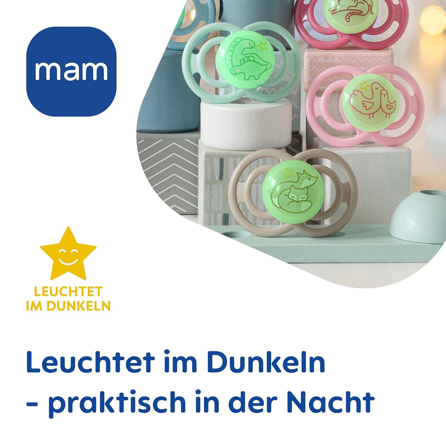 Mam Perfect Night Schnuller Set | Glow in the Dark Tooth-Friendly Baby ...