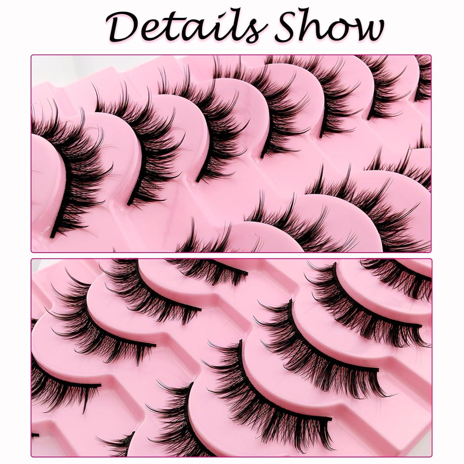 7 Pairs Manga False Eyelashes - Natural Look Anime & Cosplay Lashes ...