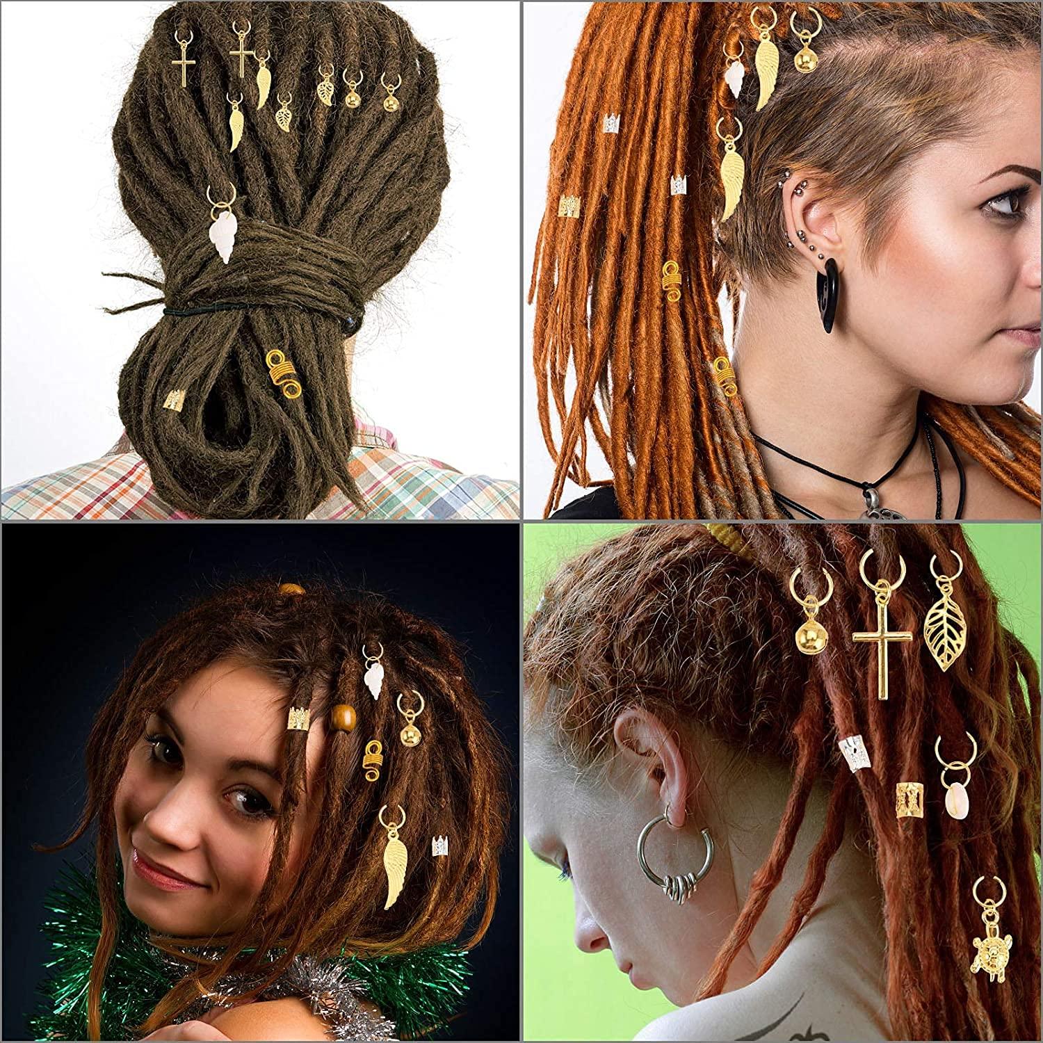 Dreadlock Jewelry for Women - 235pcs Gold & Silver Hair Rings Cuffs for ...