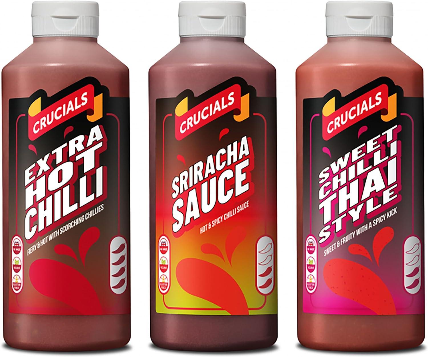 Table Sauce Bundle with Crucials Extra Hot Chilli Sauce 500ml with ...