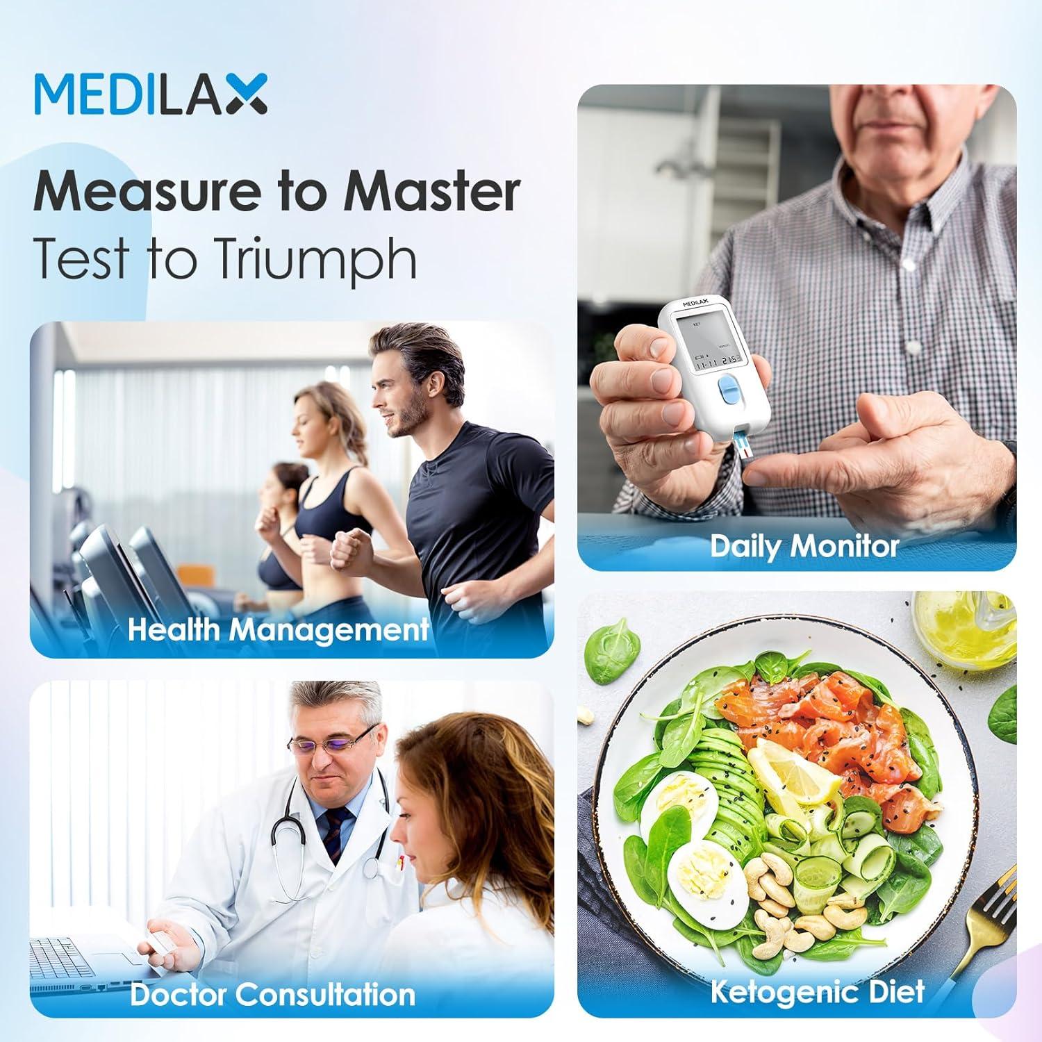 Medilax Dual Blood Sugar & Ketone Monitor Kit | Glucose & Ketone Test ...