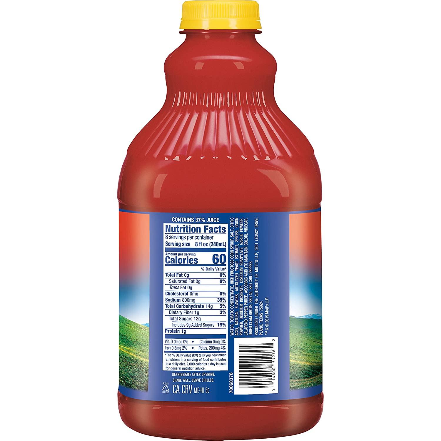 Clamato Picante Tomato Cocktail 64 fl oz Bottles - Pack of 8