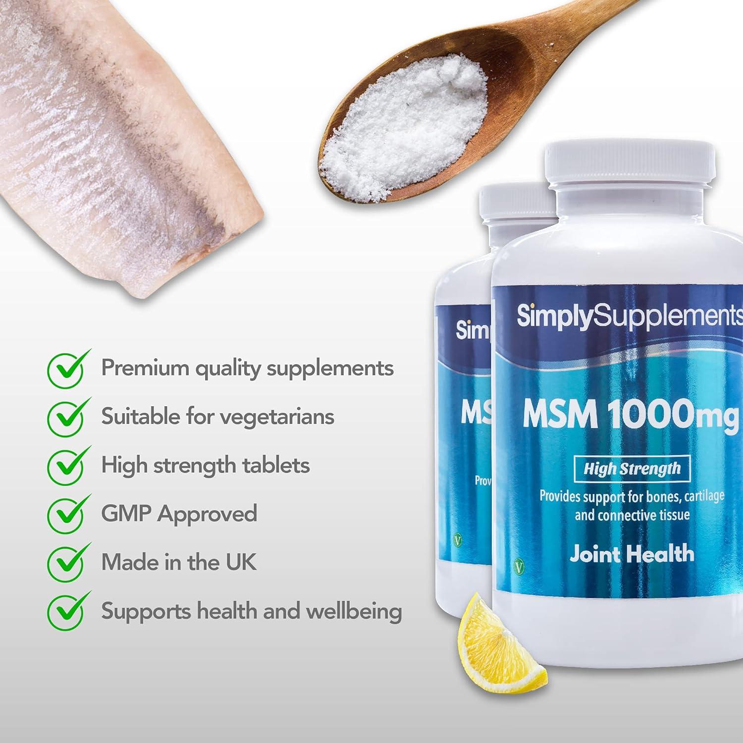 MSM 1000mg Tablets - Super High Strength Formula | 360 Tablets - 6 ...
