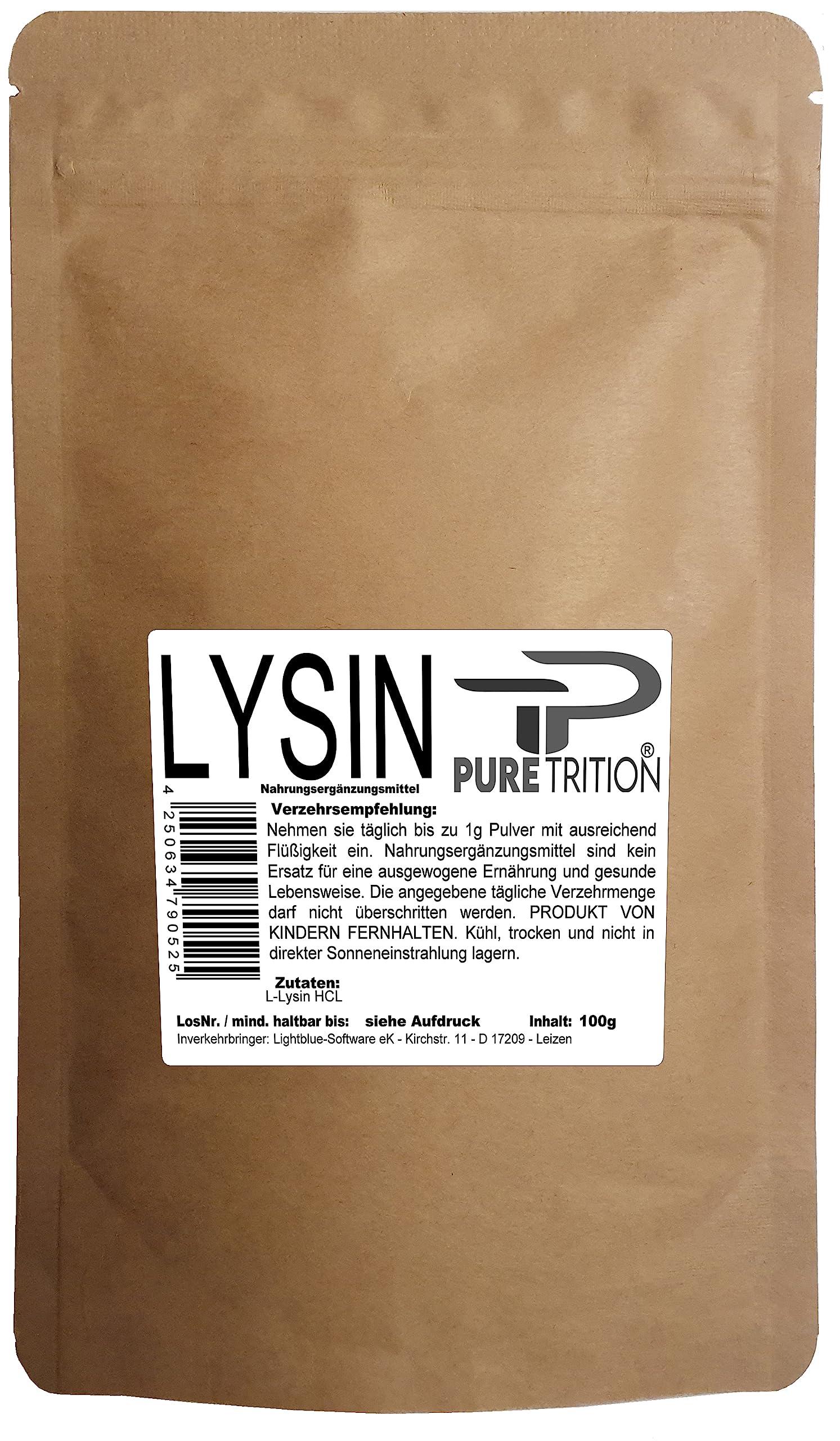 100g L-Lysine Powder - 100% Pure Additive-Free Lysine HCL | PureTrition ...