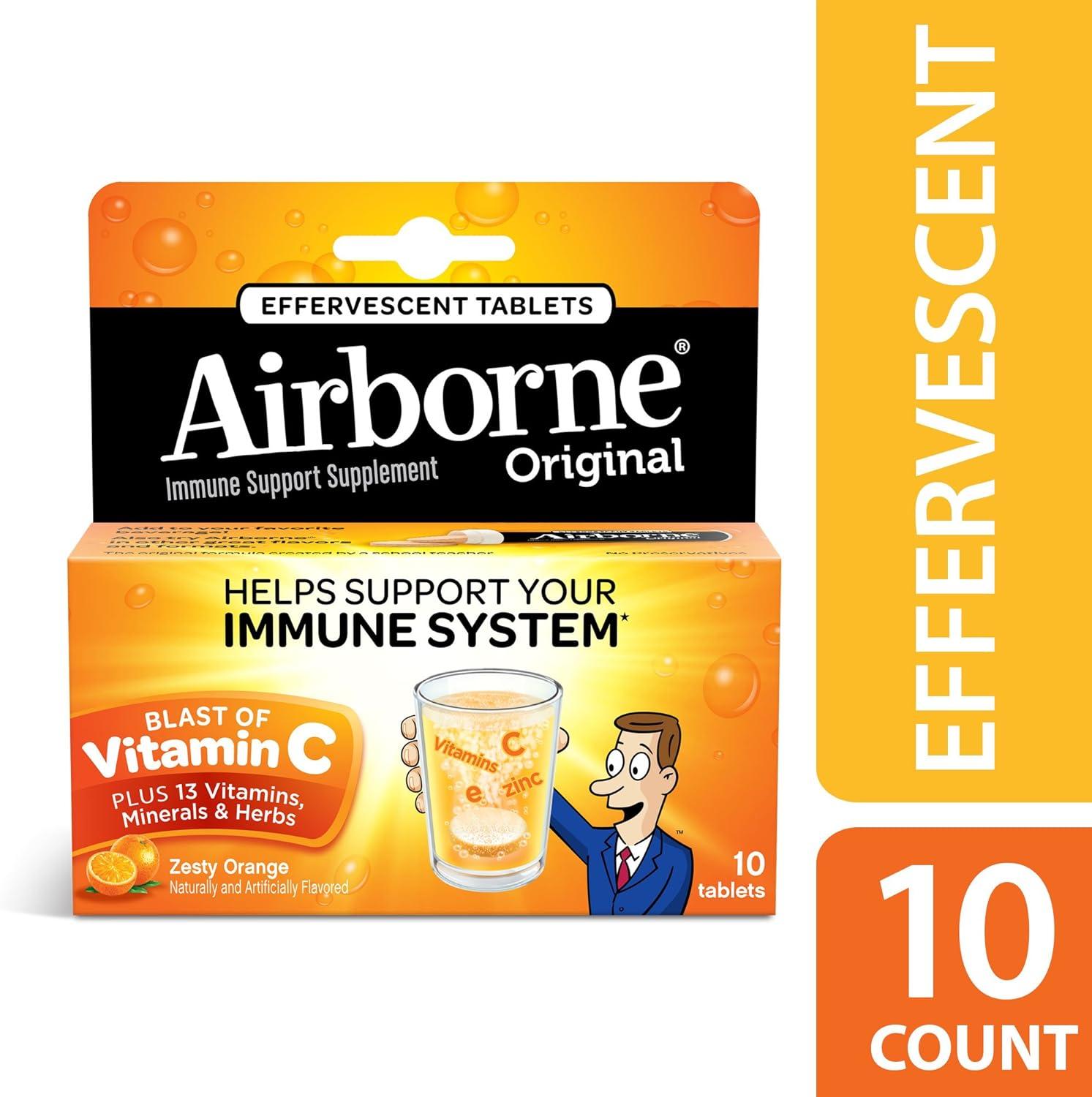 Airborne Orange Effervescent Health Formula Tablets - 10 Count | Buy ...