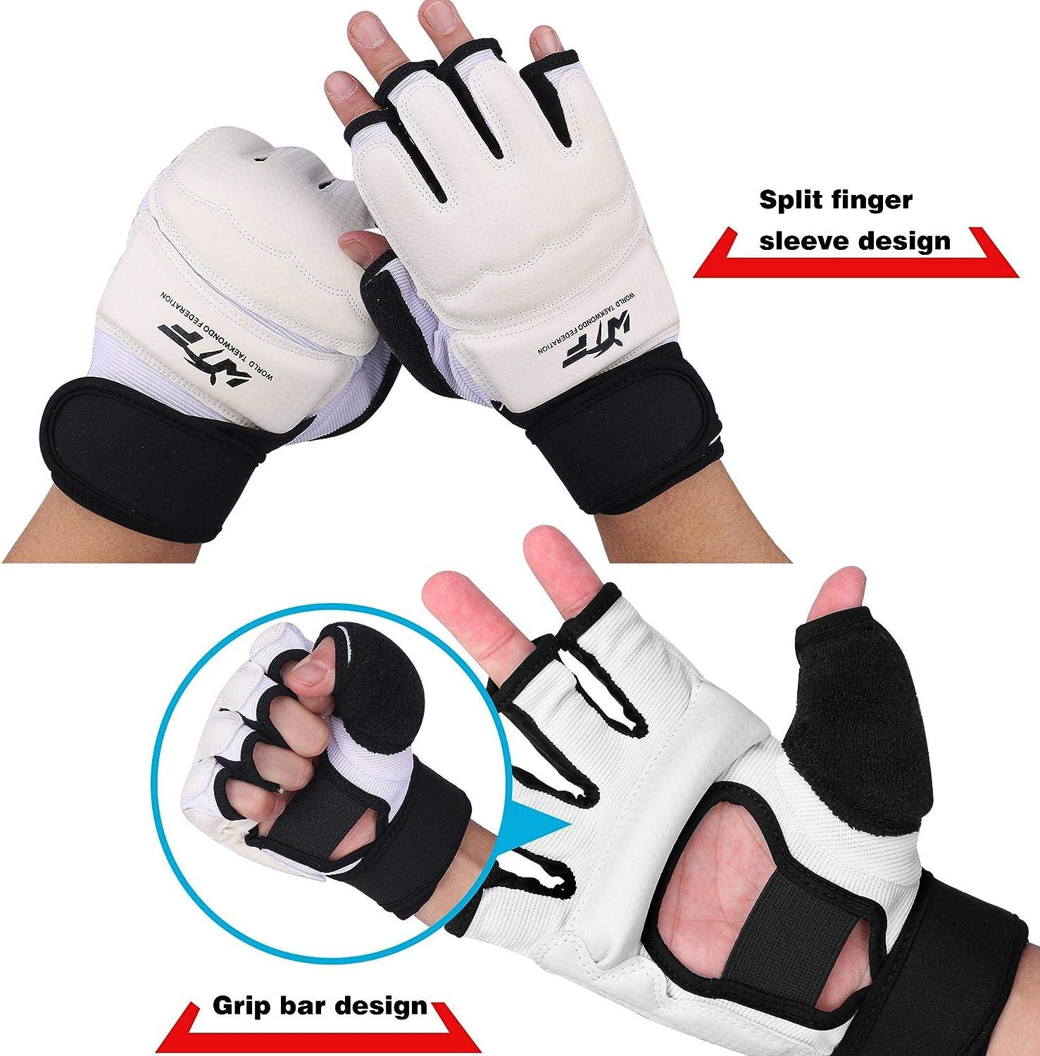 Taekwondo Sparring Gloves & Foot Gear - WTF Approved Half Finger Set ...