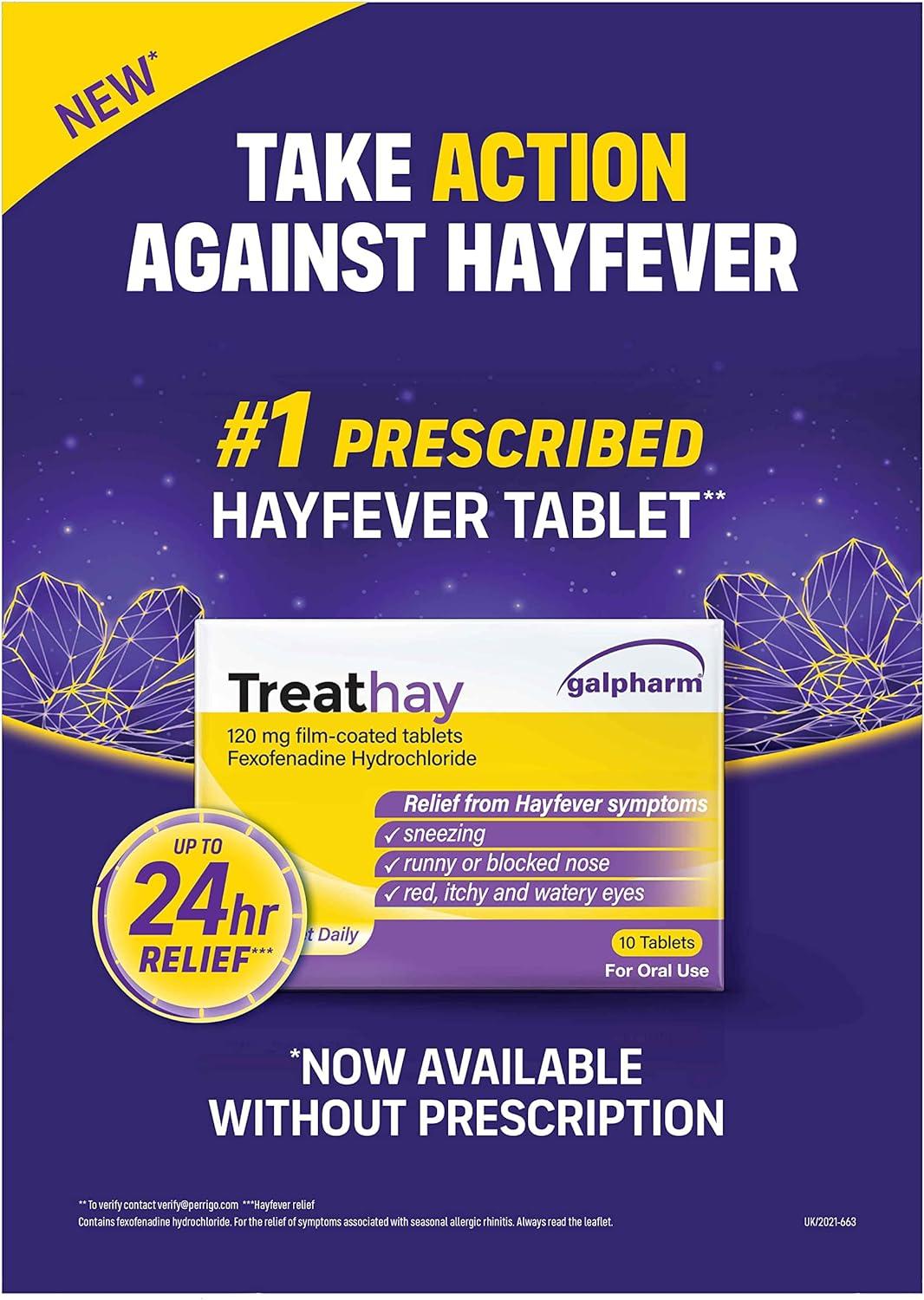 Galpharm Treathay Hayfever Relief Fexofenadine 120mg x10 - Fast Allergy ...