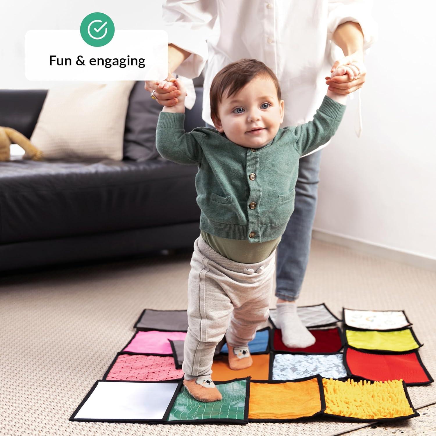 Sensory Mats for Babies | 16-Piece Set of Floor Tiles, Rug, and Wall ...
