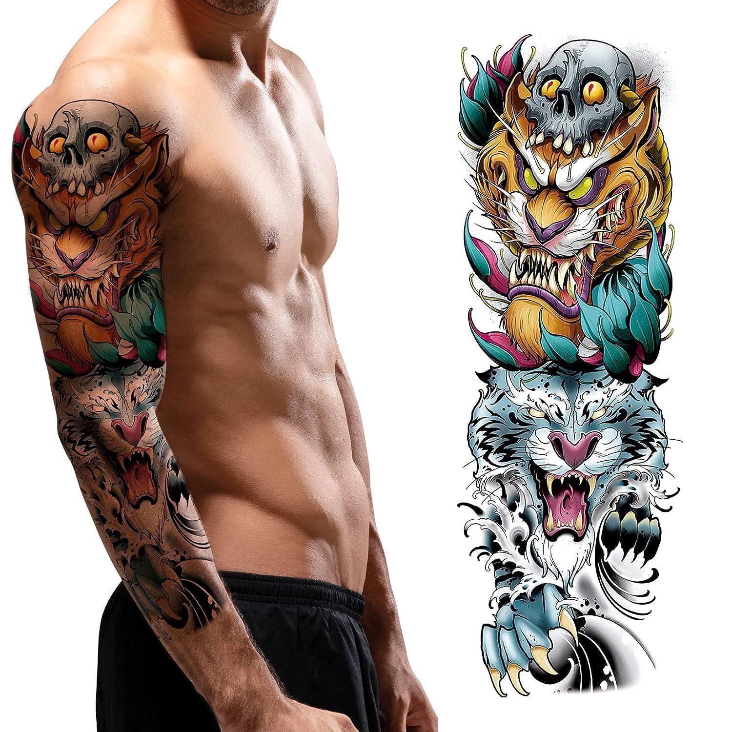 PUNKTUM Temporary Tattoos for Men and Teens - 12 Sheets of Realistic ...