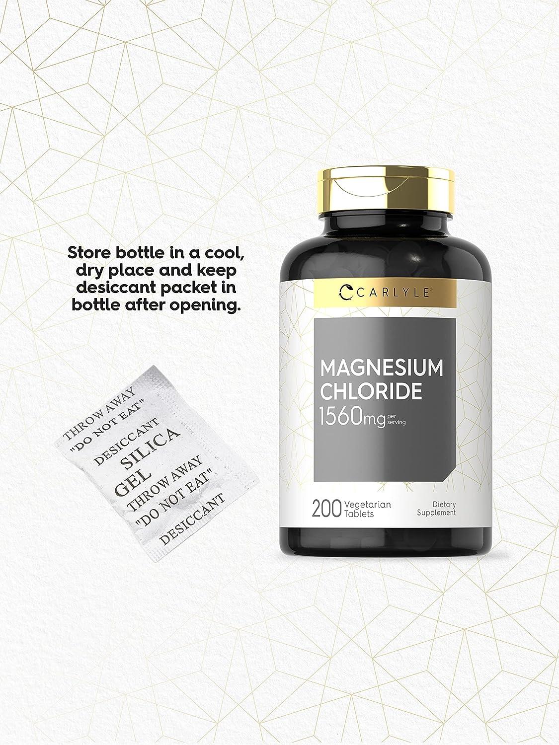 Carlyle Magnesium Chloride 1560mg 200 Tablets | Vegetarian Non-GMO ...