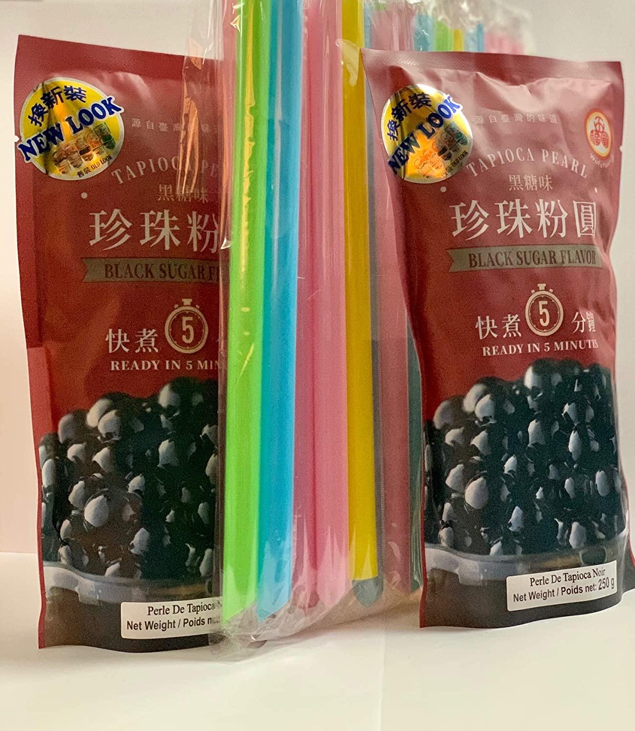BOBA Black Tapioca Pearl Bubble Tea 2 Pack + 50 BOBA Straws - 8.8 OZ - Variety Color | Buy Now ...