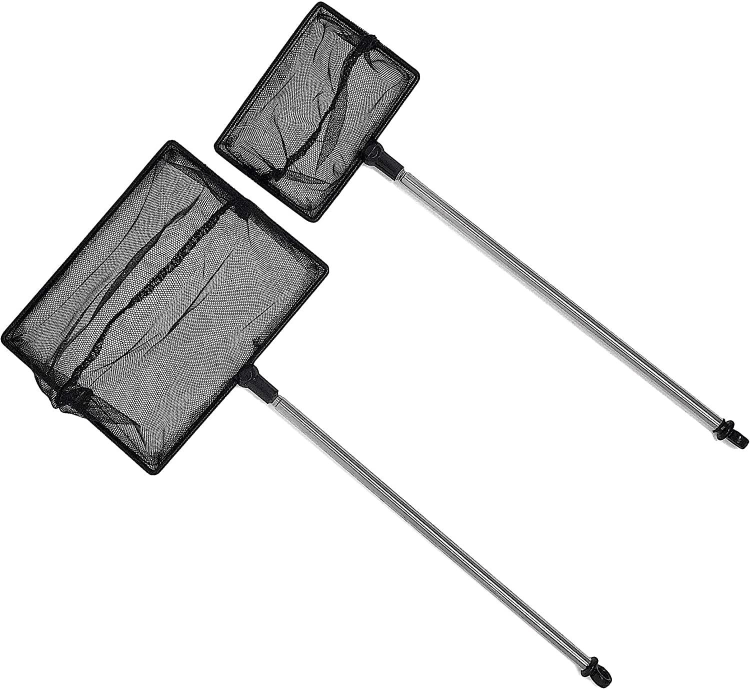 FISH PROS Telescopic Pond Skimmer Net - 24 Extendable Handle, 2.5 Deep ...