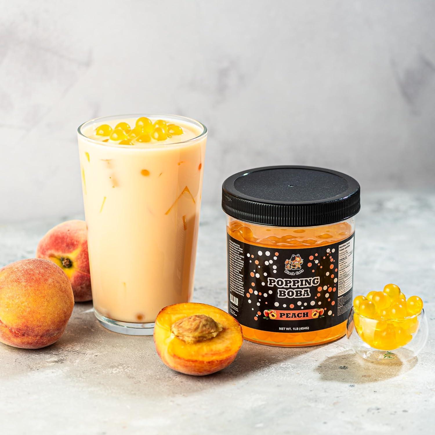 Popping Boba Pearls | Peach Flavor | 1LB (454g) | Bursting Tea Balls ...