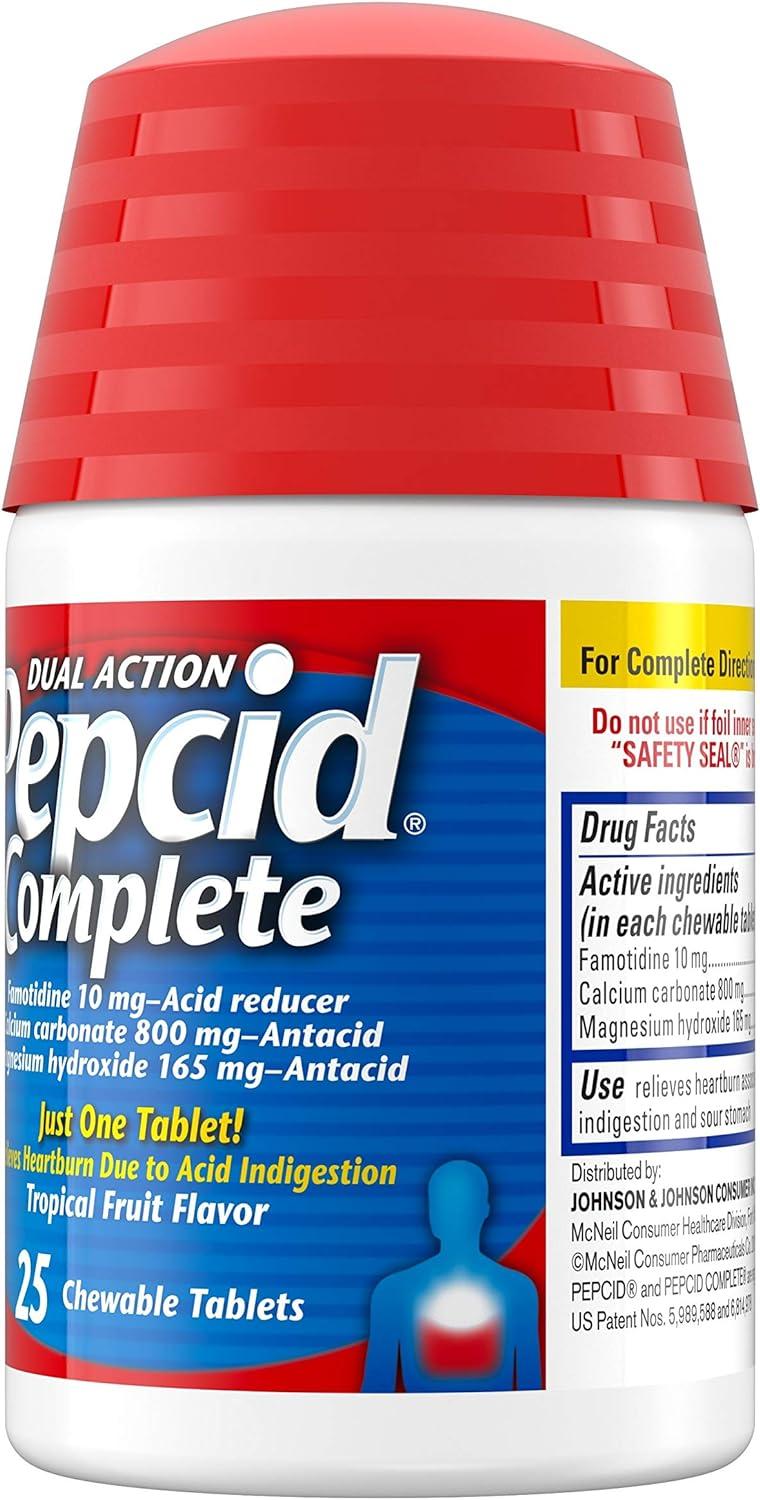 Pepcid Complete Tropical Fruit Chewable Tablets 25 ct - Acid Reducer ...