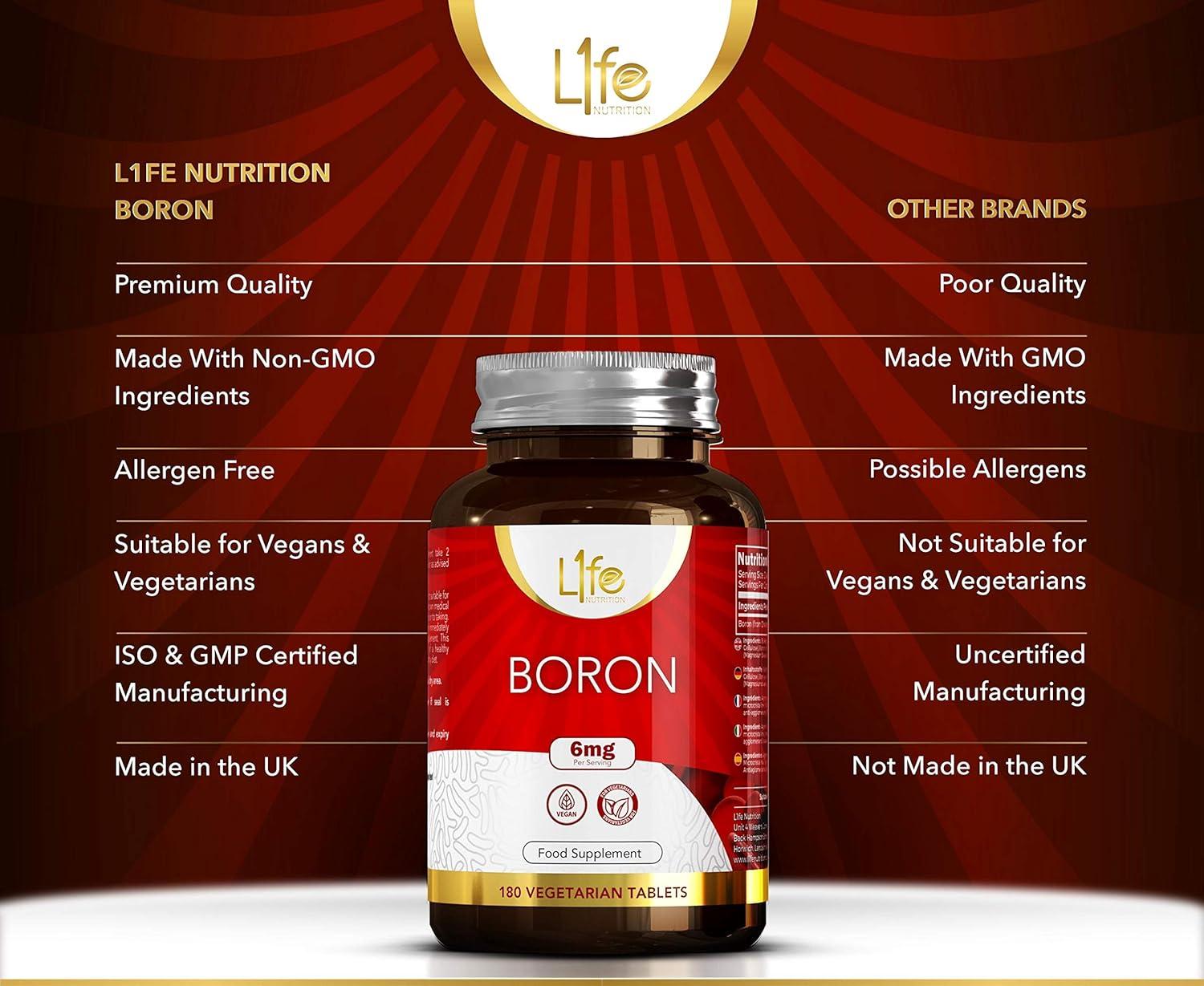 Buy LN BOR Tablets | High-Dose Vegan Supplements | 180 Bortaries | 6mg ...