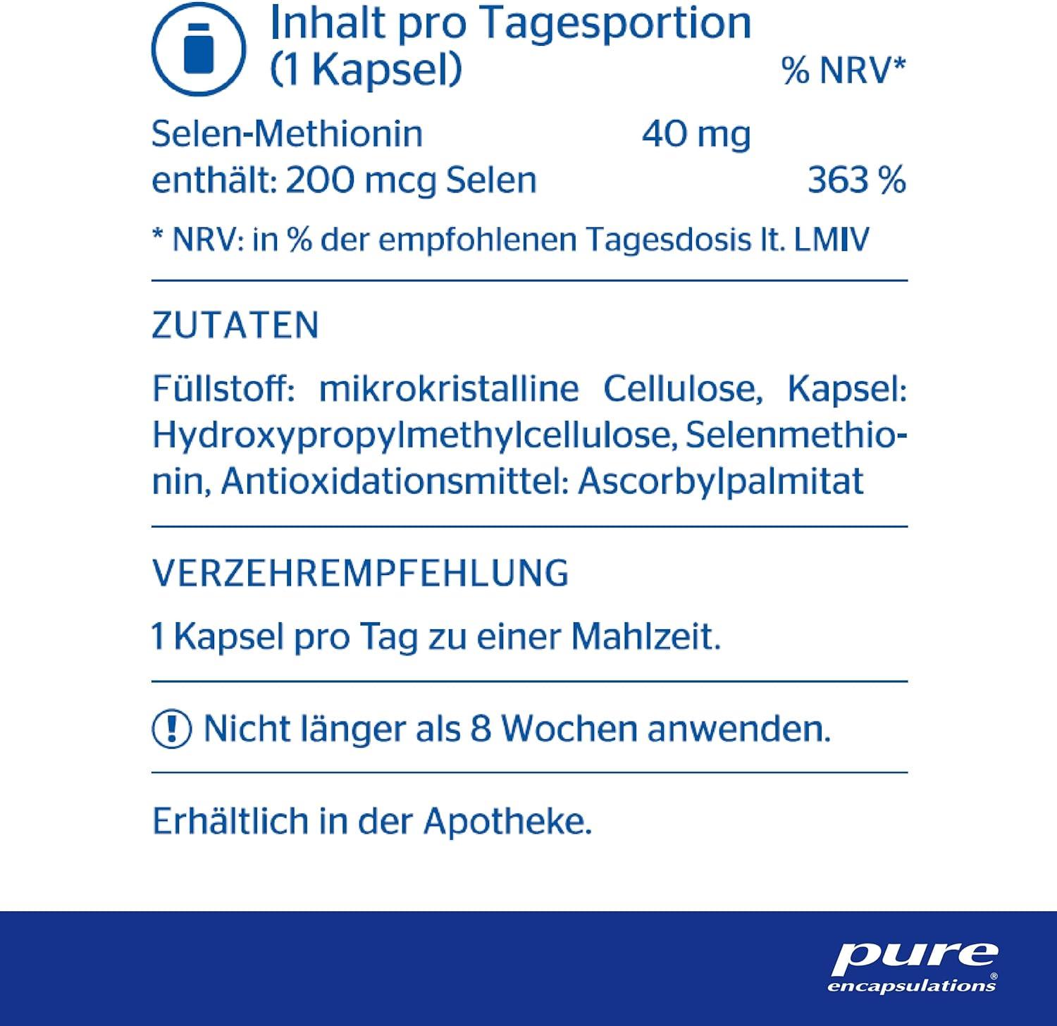 Buy Pure Encapsulations Selen - Organic Selenium Methionine for Thyroid ...