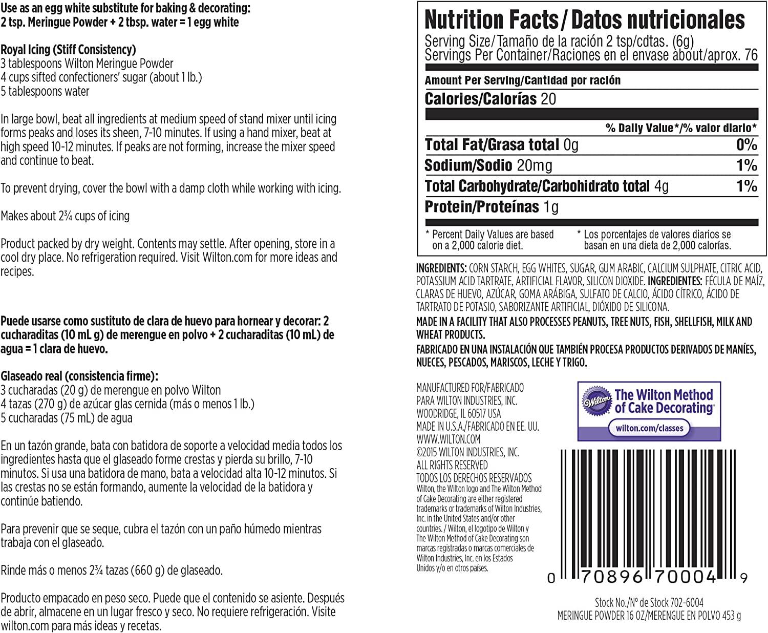 Wilton Meringue Powder 16 oz - High-Quality 1lb Pack for Baking | Buy ...