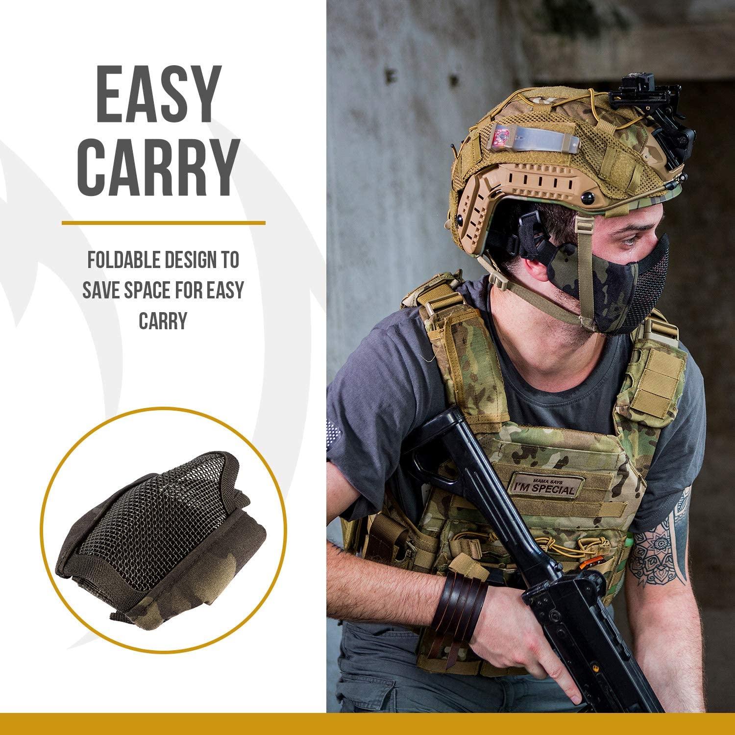 OneTigris Foldable Half Face Mesh Mask - Adjustable Tactical Lower Face ...