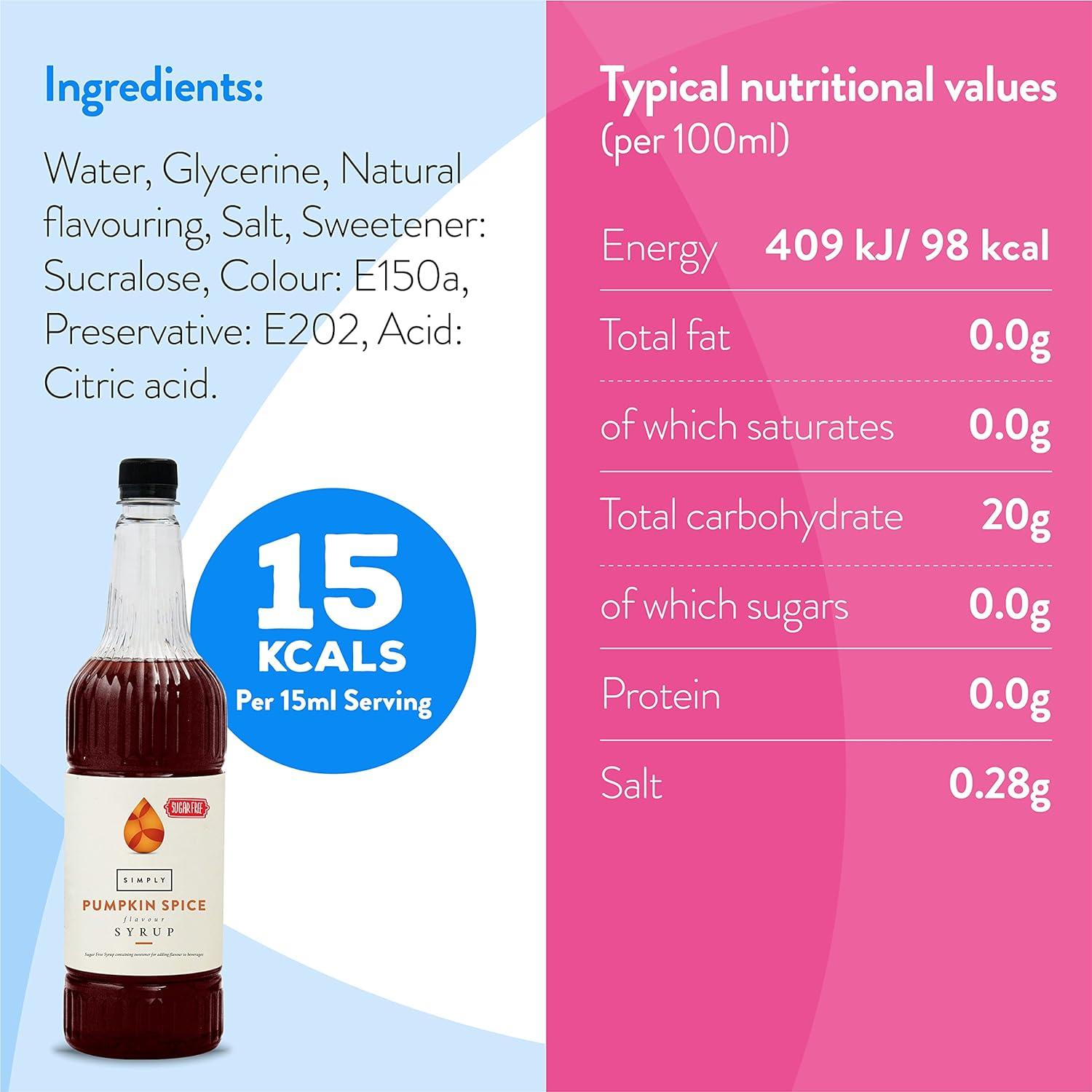 Simply Sugar Free Pumpkin Spice Syrup 1L - Delicious and Healthy Syrup ...