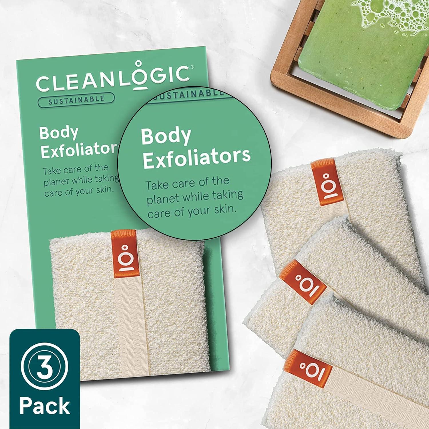 Cleanlogic Organic Cotton Exfoliating Body Scrubber - 3 Pack Reusable ...
