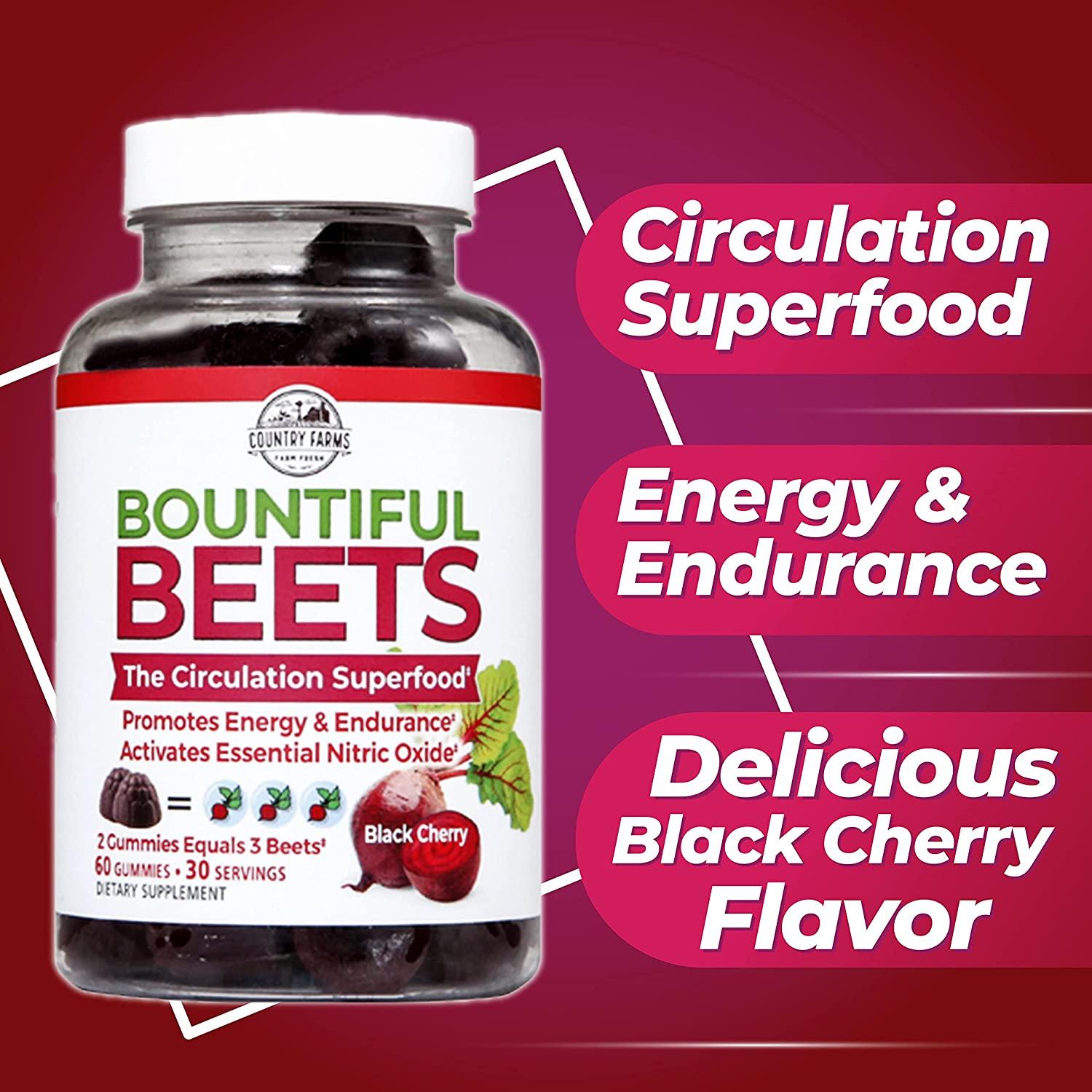 Country Farms Bountiful Beets Gummies - Black Cherry Flavor | 60 Count ...