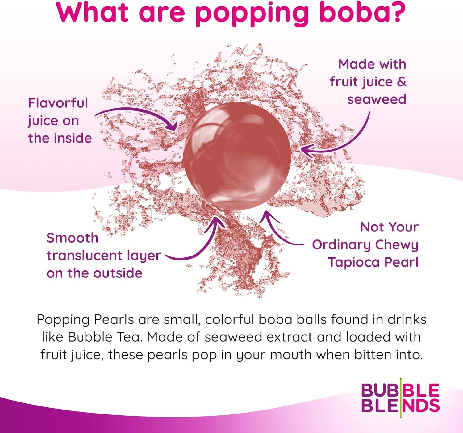 Raspberry Popping Boba 450g - Fruit Juice-Filled Boba Pearls for Bubble ...