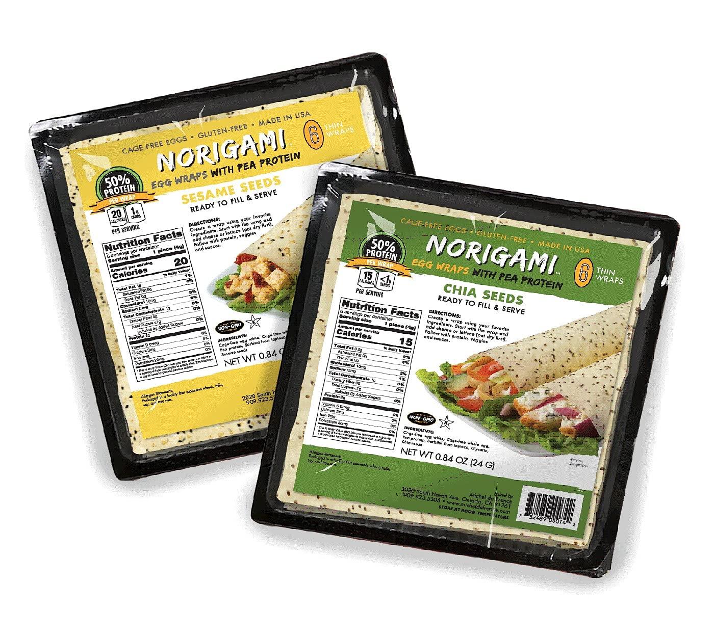 Norigami Non-GMO Gluten-Free Pea Wraps Sesame Seeds and Pea Wraps Chia ...