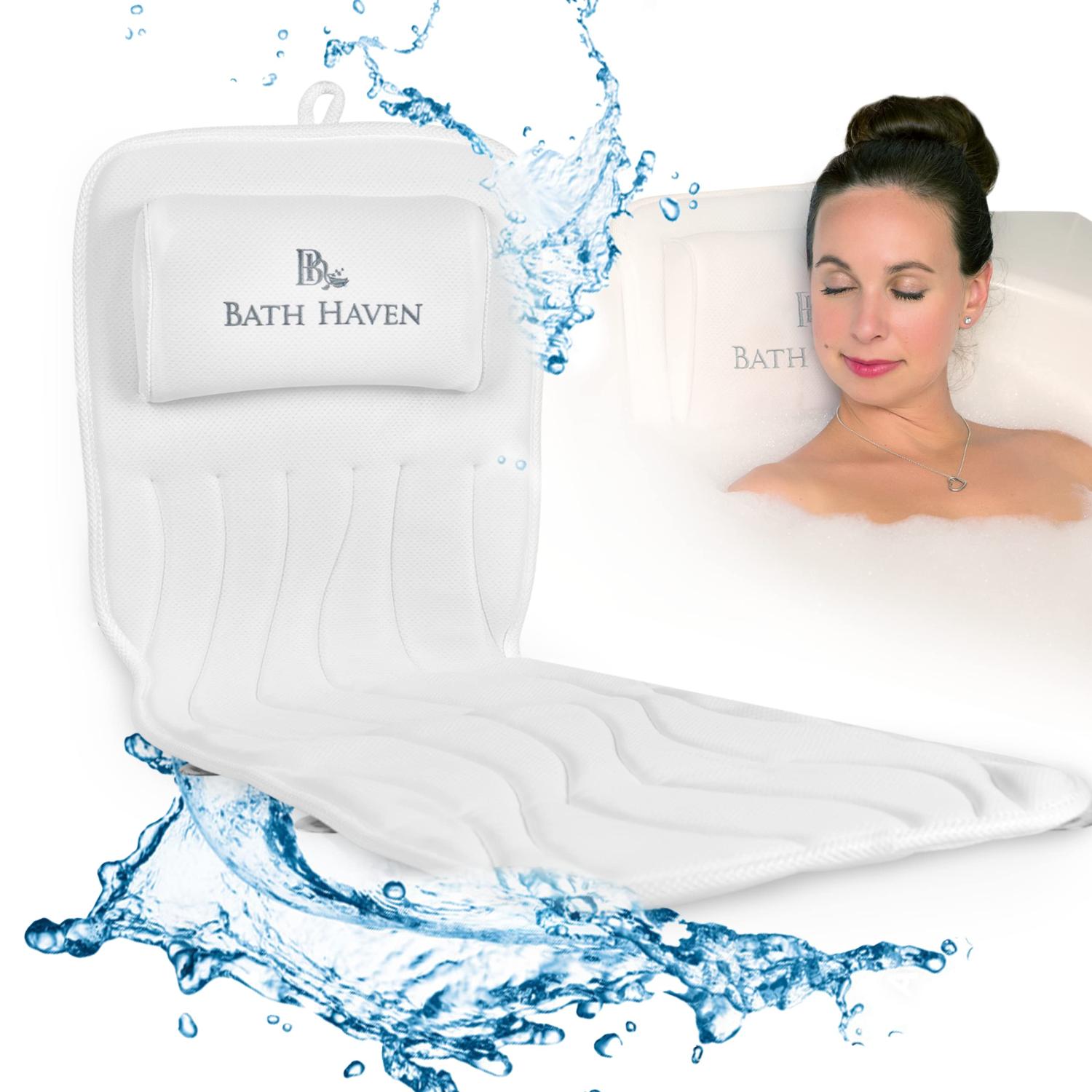 Luxury Bath Haven Full Body Bath Pillow with Headrest - Spa Accessories ...