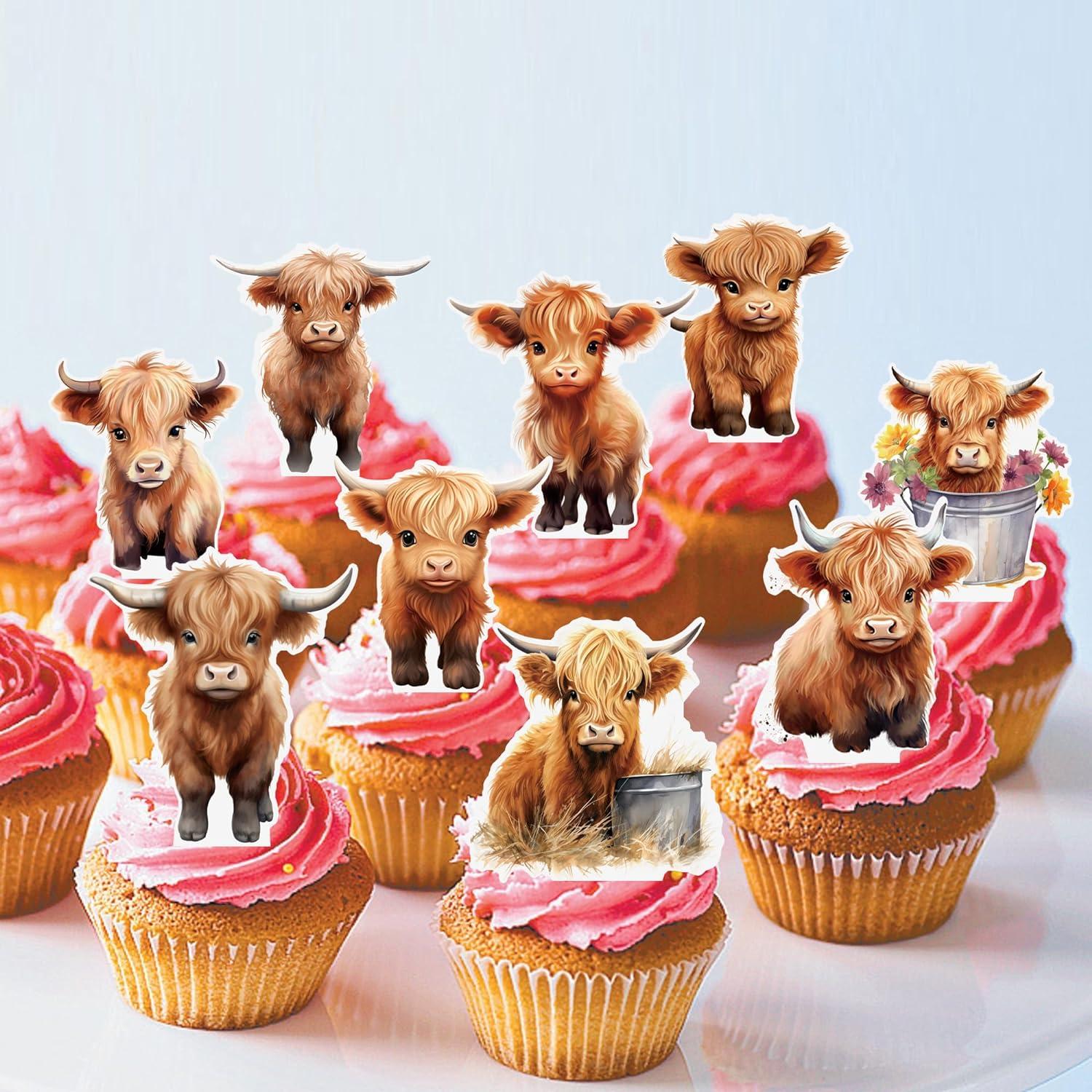 48Pcs Highland Cow Cupcake Toppers Highland Cow Cake Topper Highland ...