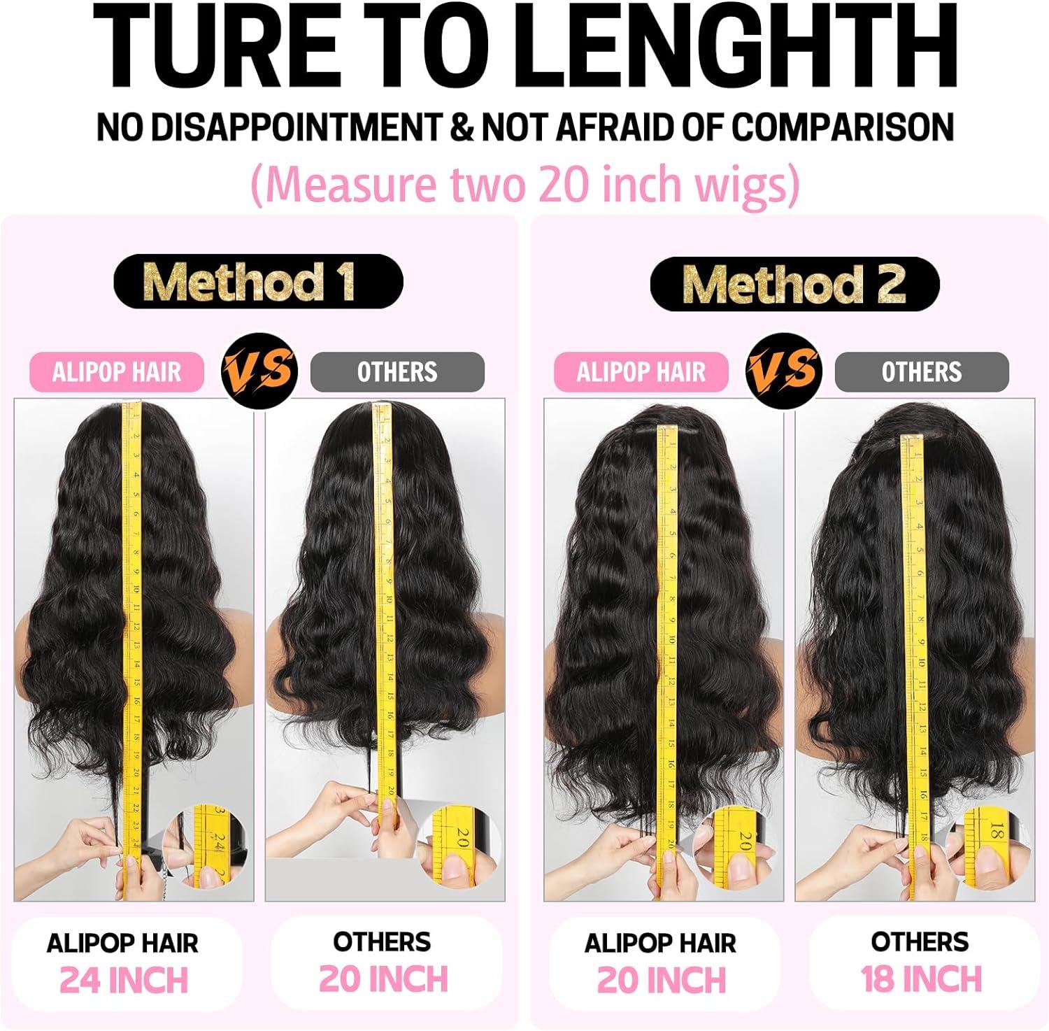 ALIPOP 360 Lace Front Human Hair Wig Body Wave Brazilian 22 Inch Black ...