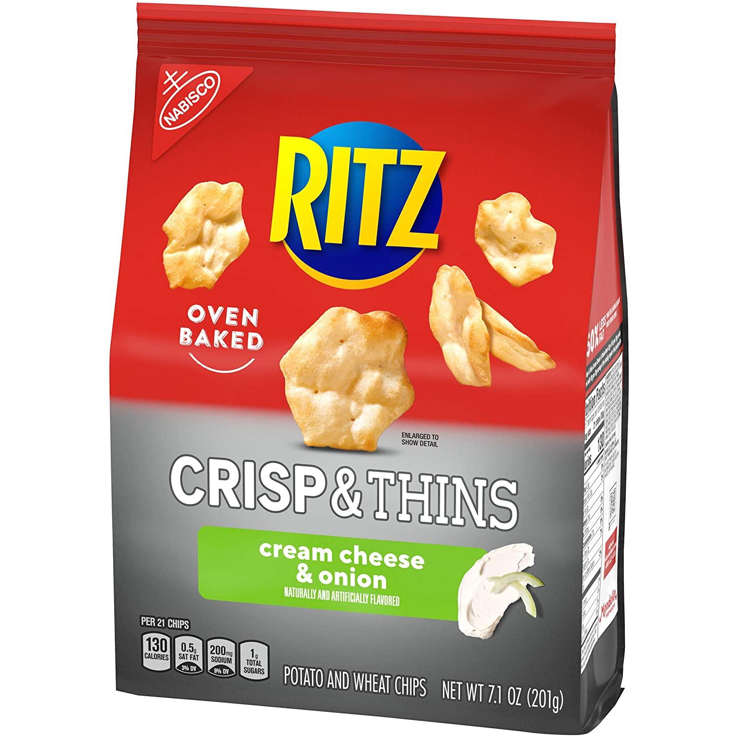 RITZ Crisp and Thins Cream Cheese and Onion Chips - 6 Pack, 7.1 oz Bags ...