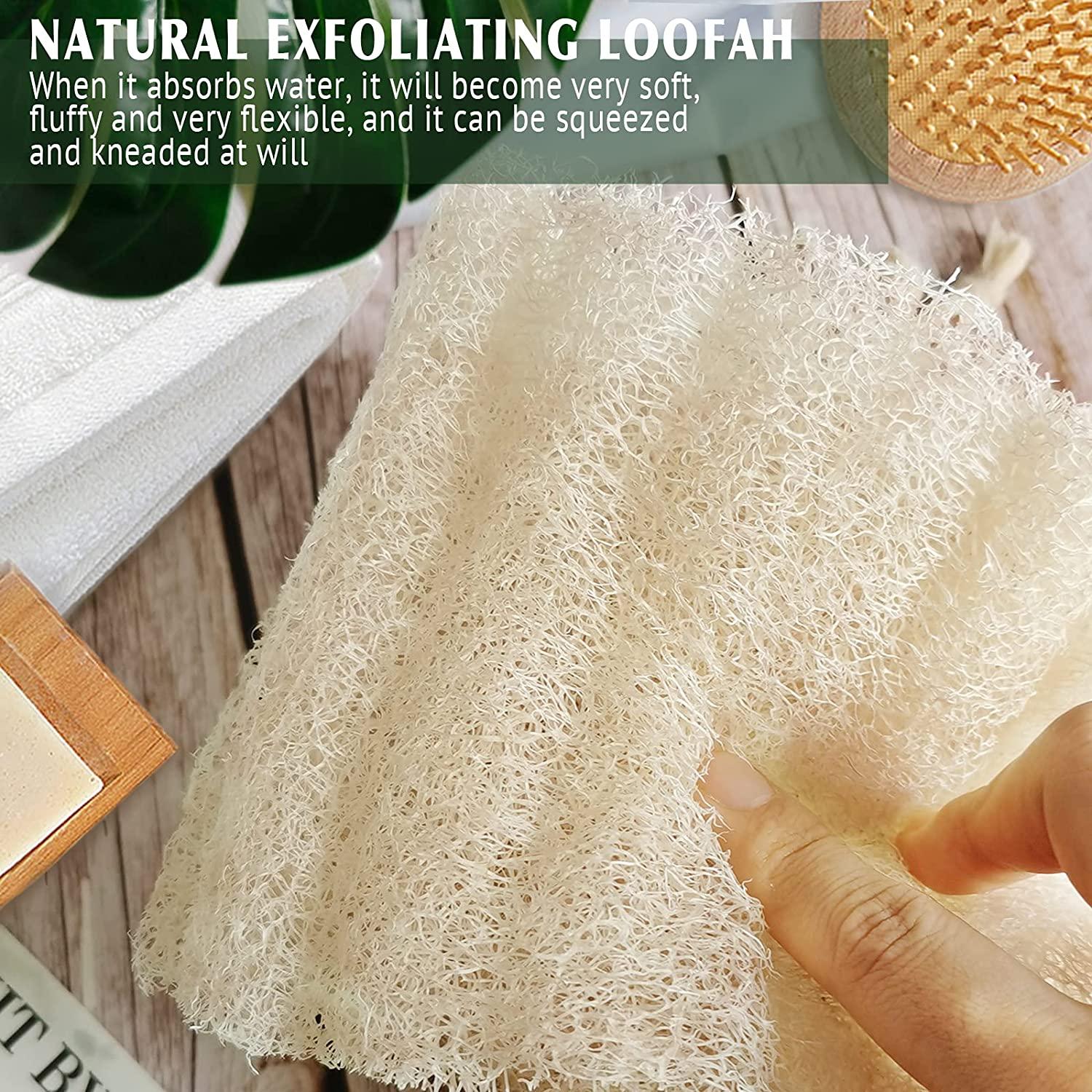Natural Shower Loofah Sponge - Bath Exfoliating Body Scrubber - Soft ...