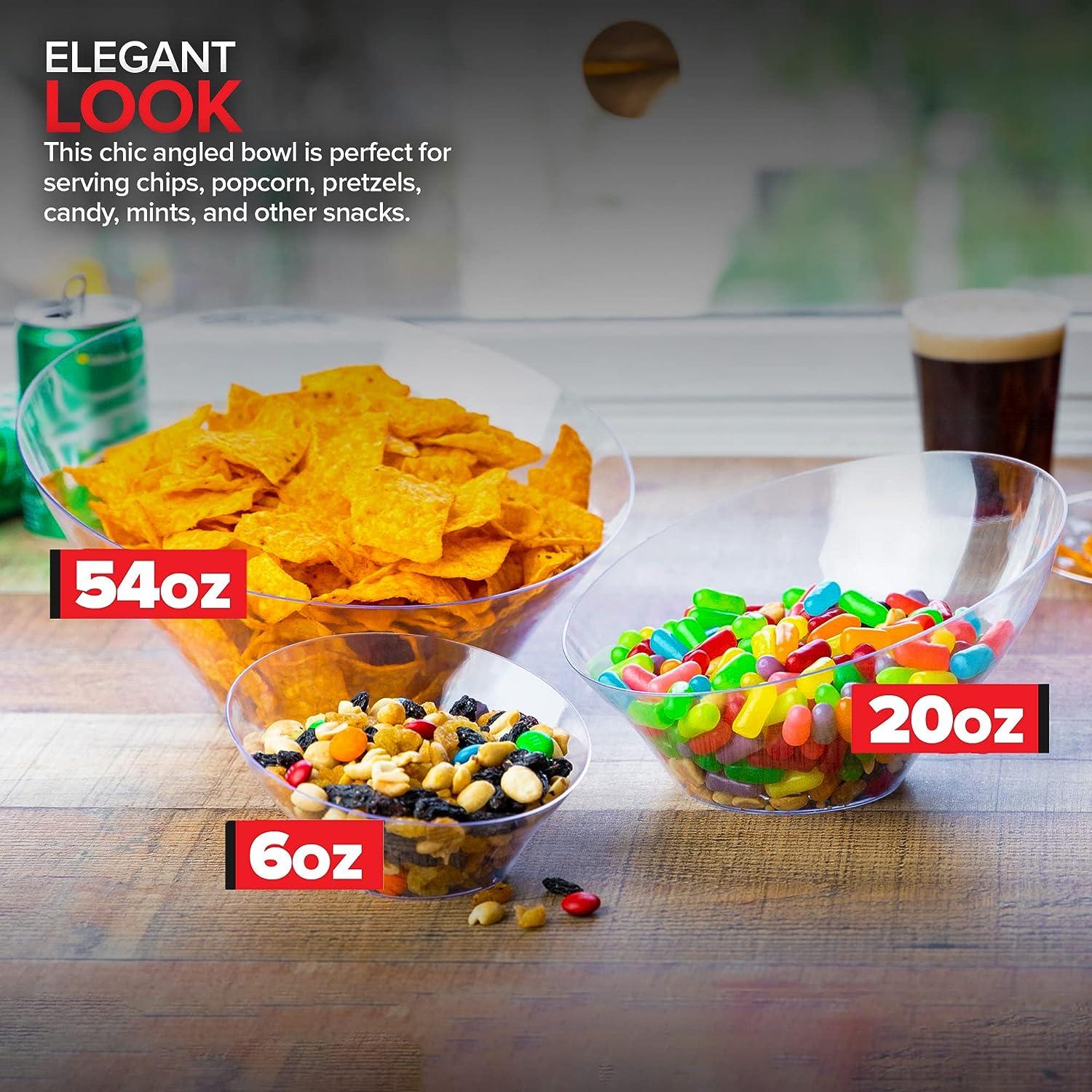 Set of 4 Medium Clear Plastic Serving Bowls - Disposable Candy Dishes ...