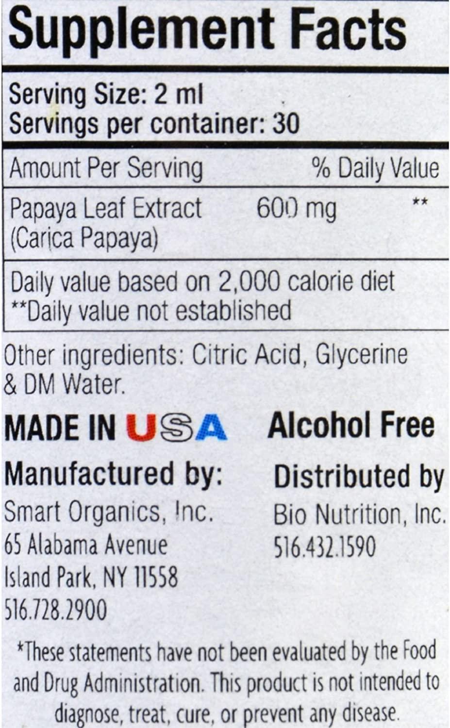 Buy Bio Nutrition Papaya Leaf Extract - 2 oz | Smart Organics Herbal ...