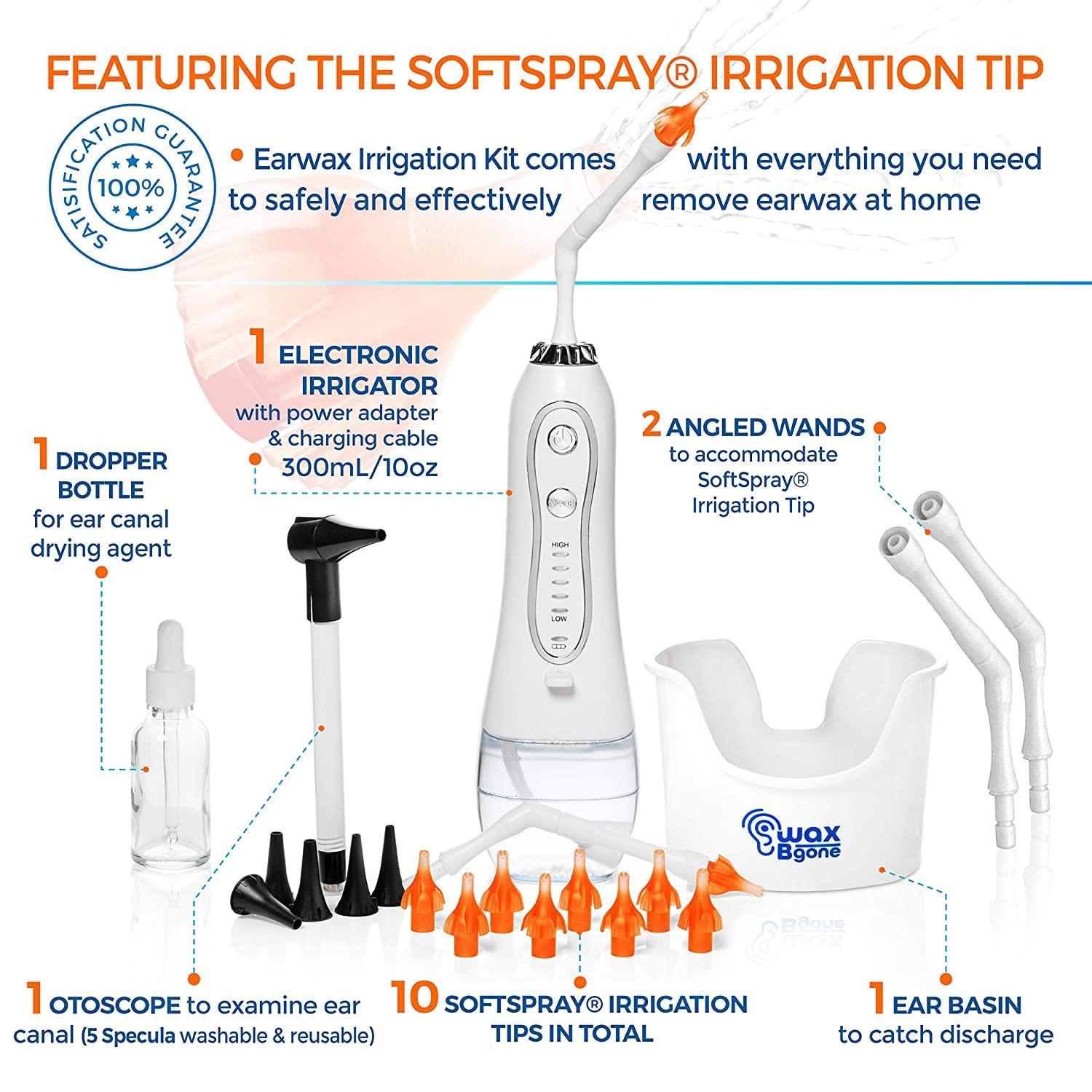 WaxBgone Ear Wax Removal Kit - Rechargeable Ear Cleaner with Otoscope ...