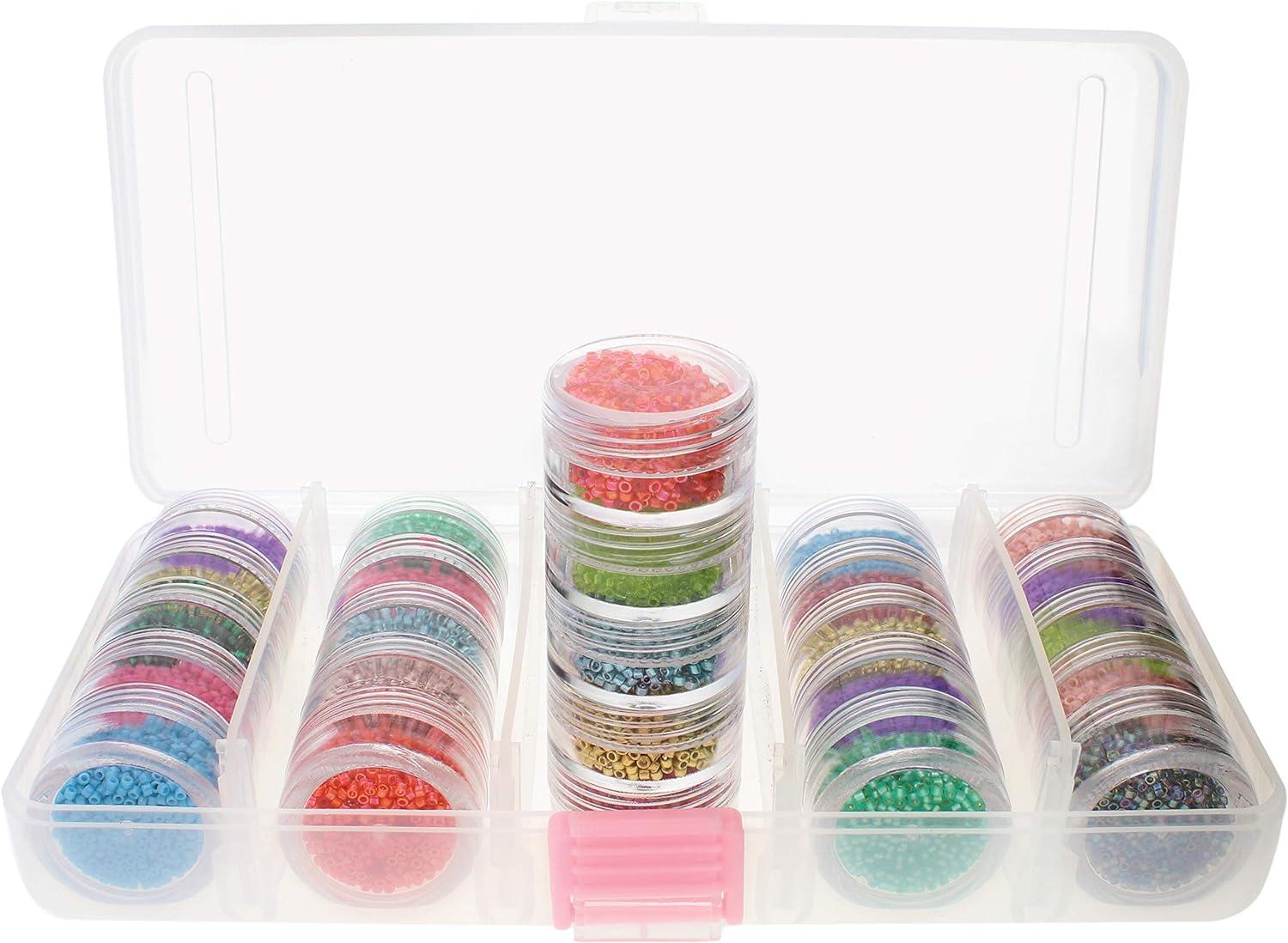 The Beadsmith Clear Plastic Bead Storage Case - 25 Removable Jars, 5 ...
