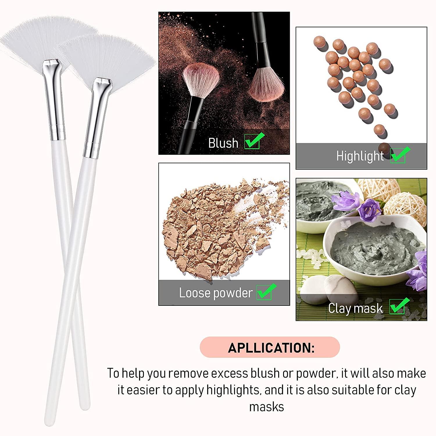 8-Piece Fan Facial Brushes Set for Makeup Peel - Long Handle Acid ...