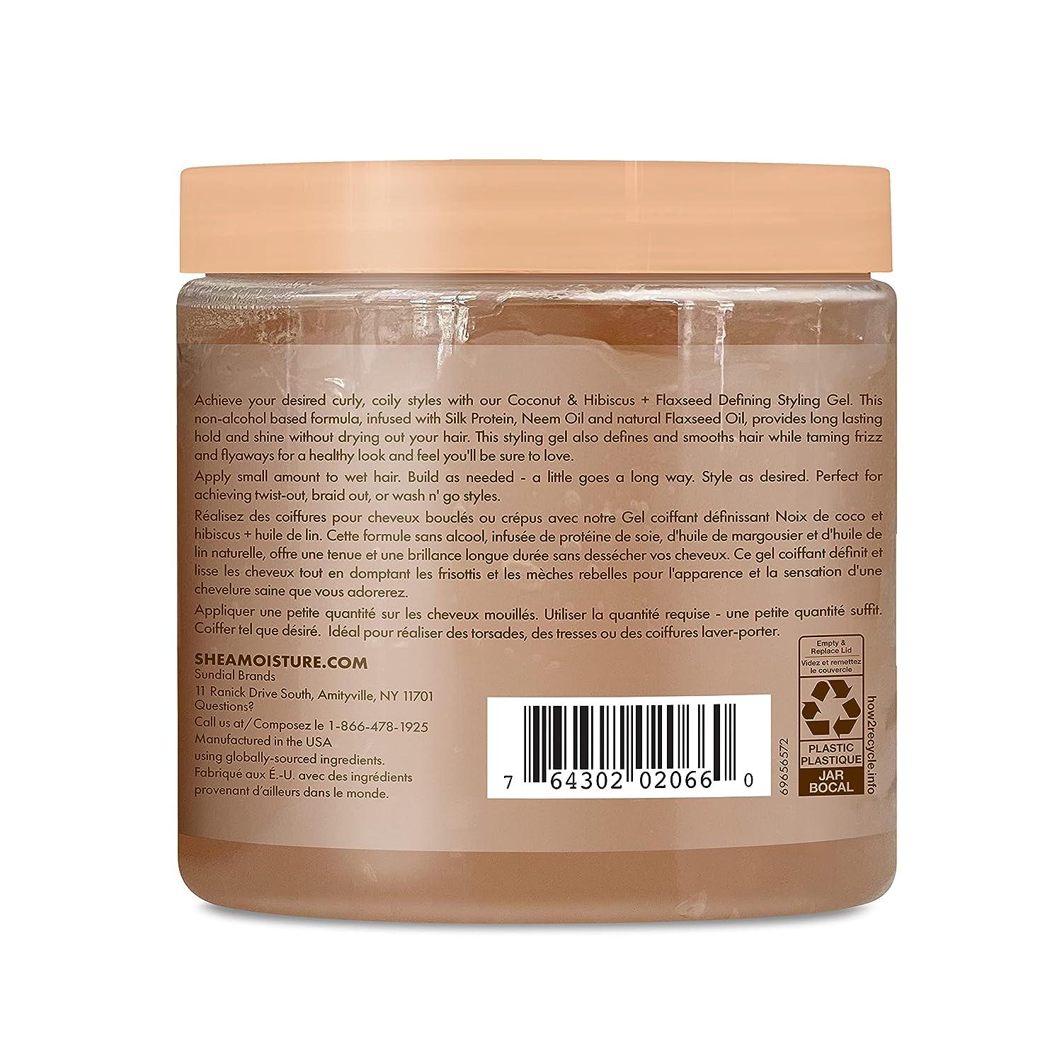 SheaMoisture Coconut Hibiscus Styling Gel for Thick Curly Hair - 15 oz ...